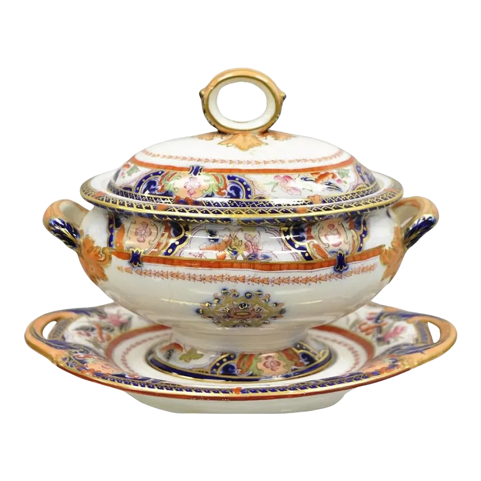 Antique English Ironstone Diamond Patent Covered Sauce Tureen With ...