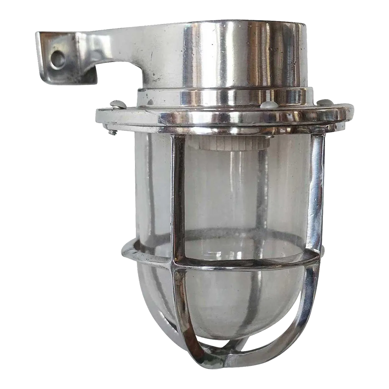 Industrial Aluminum Wall Bracket Caged Sconce Ship Light | Chairish