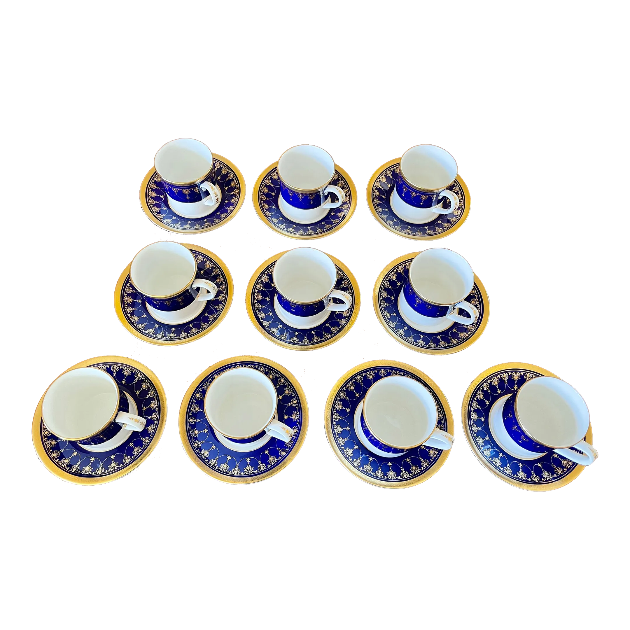 1980s Royal Worcester Imperial Bone China 22 Karat Gold Cobalt Blue ...