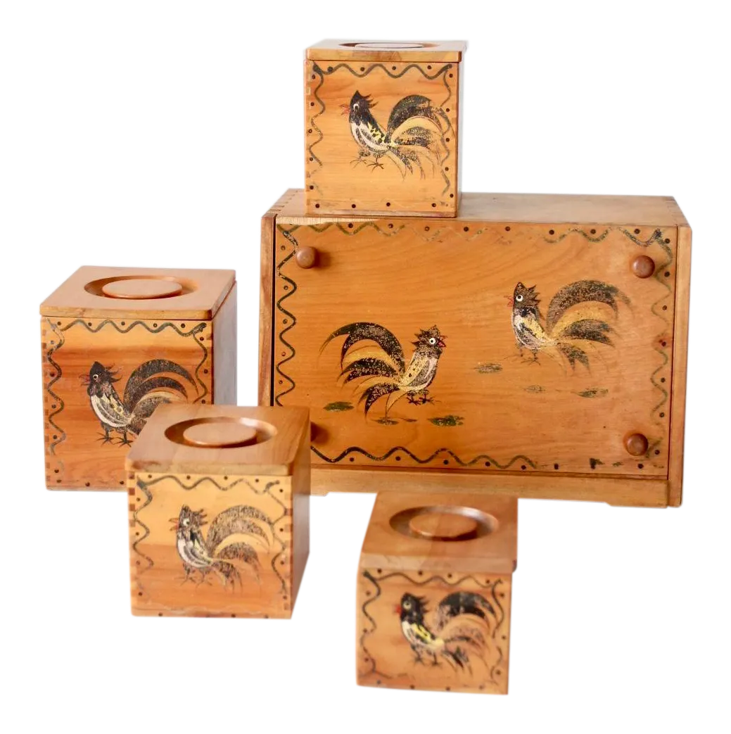 Mid-Century Rooster Kitchen Storage Set | Chairish