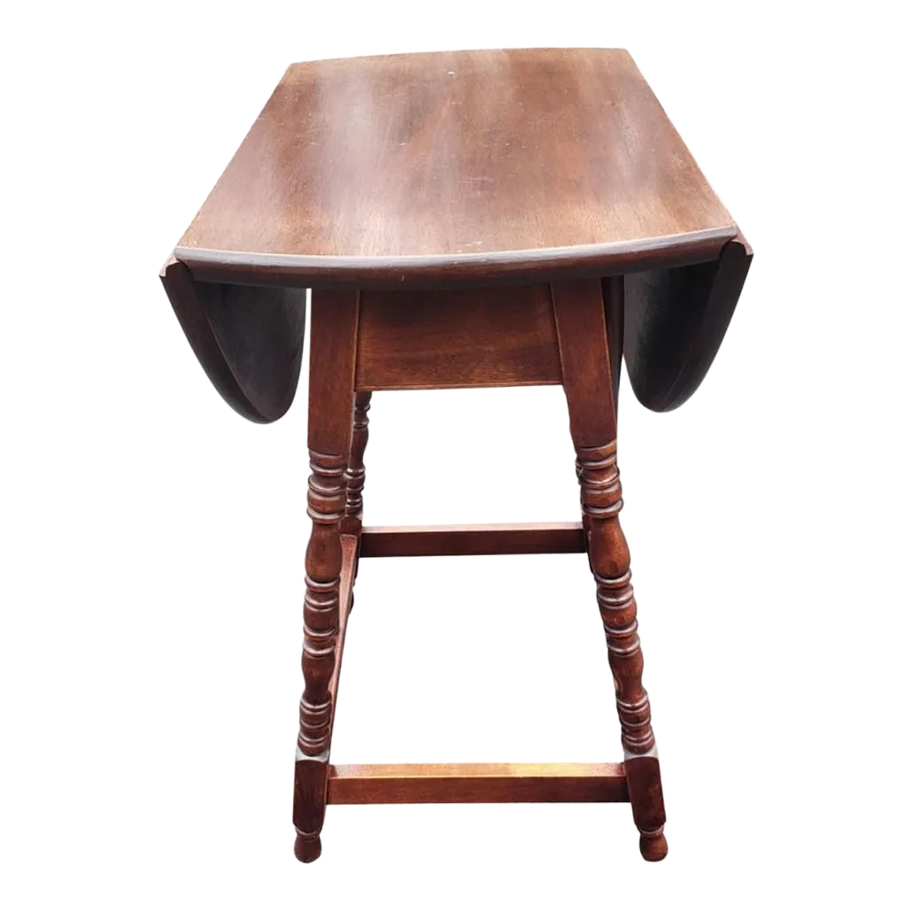 English Mahogany Oval Drop-Leaf Side Table | Chairish