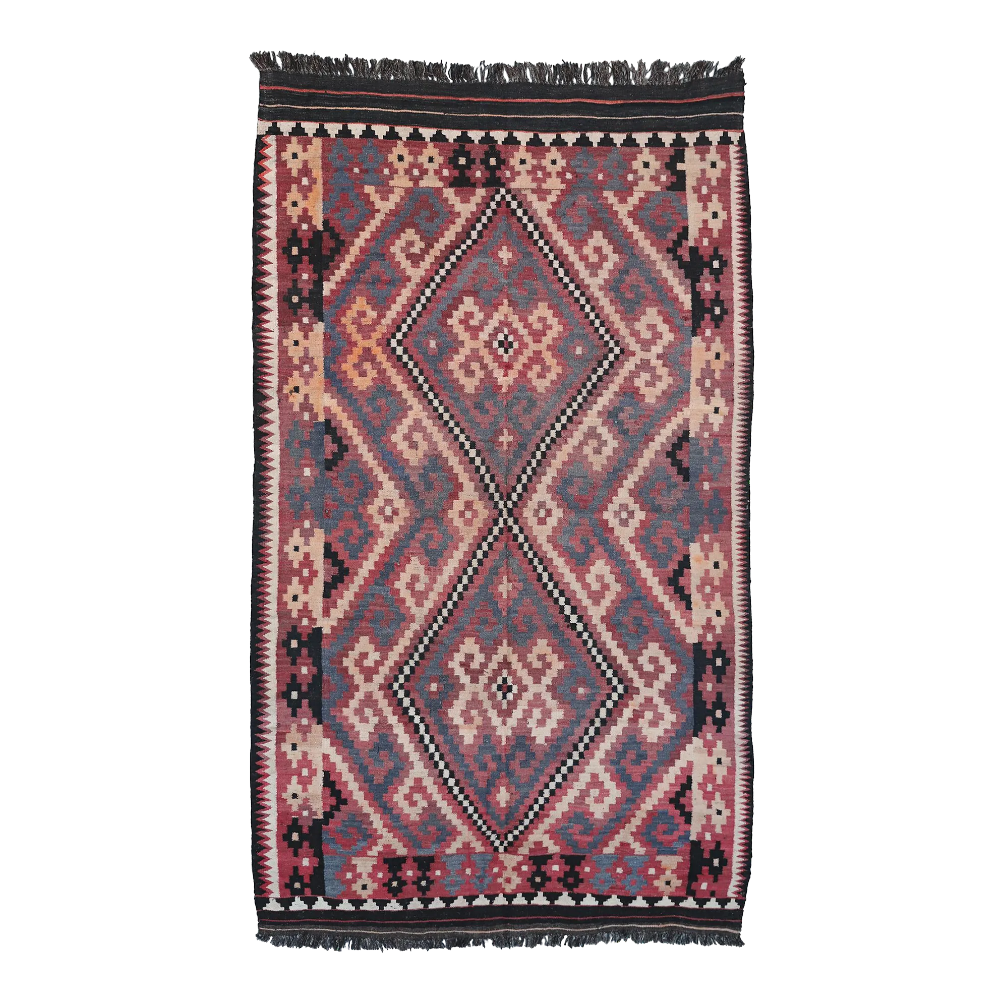 1970s Earthtone Handwoven Vintage Afghan Maimana Kilim | Chairish