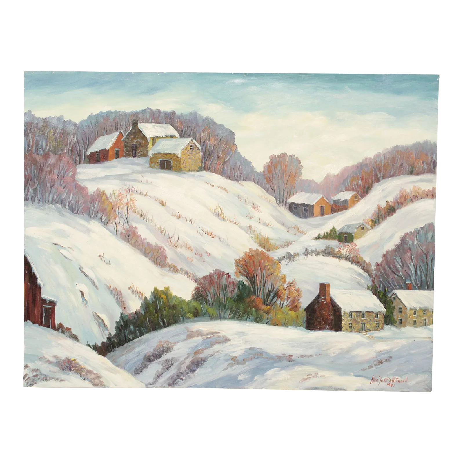 Ann Yost Whitesell 'Rolling Hills' Winter Landscape Original Oil ...