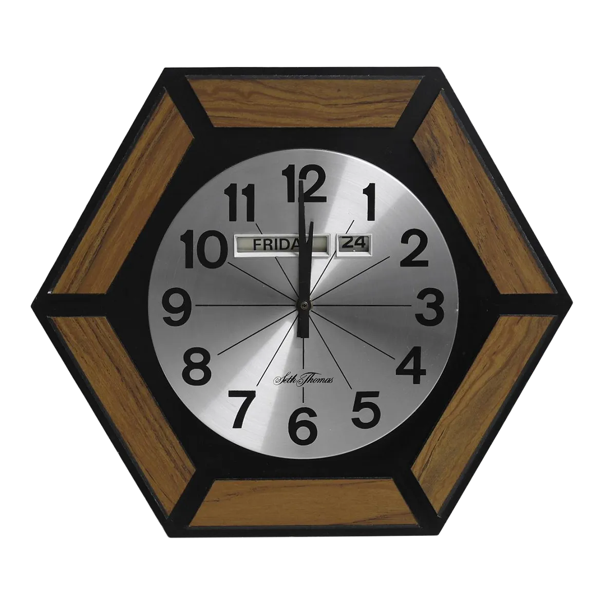 1960s Seth Thomas Day Date Space Age Atomic Wall Clock | Chairish