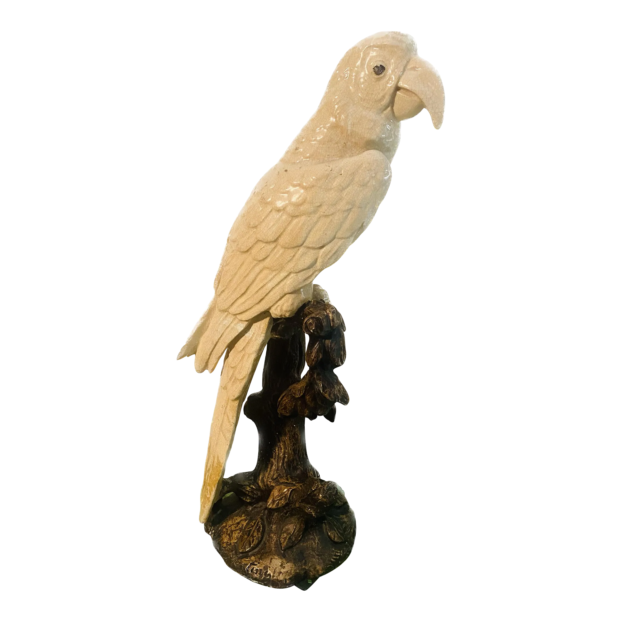 Vintage Tropical Statue Ceramic Parrot Bird | Chairish
