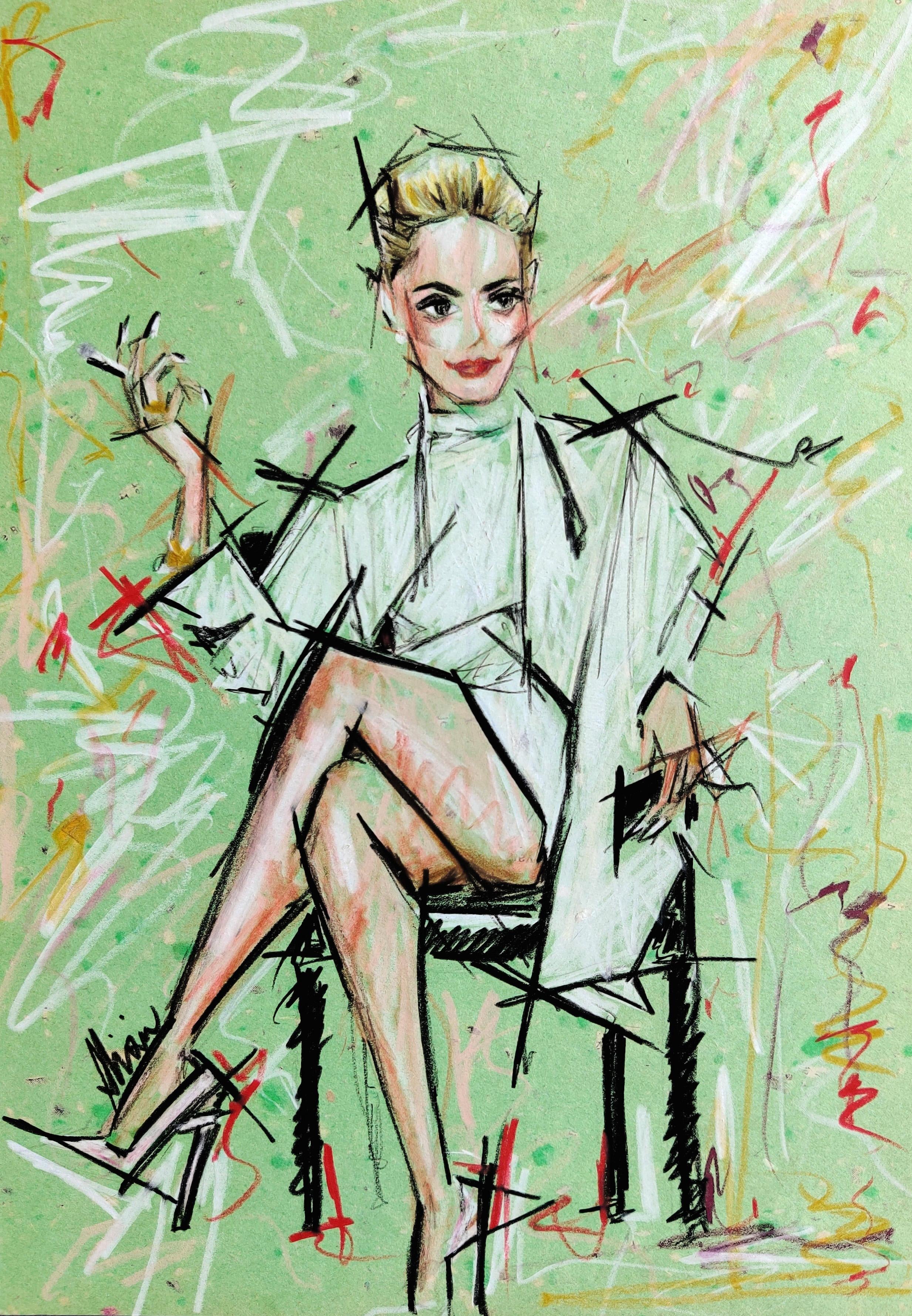 Contemporary Color Pencil Portrait of Sharon Stone in Basic Instinct on ...