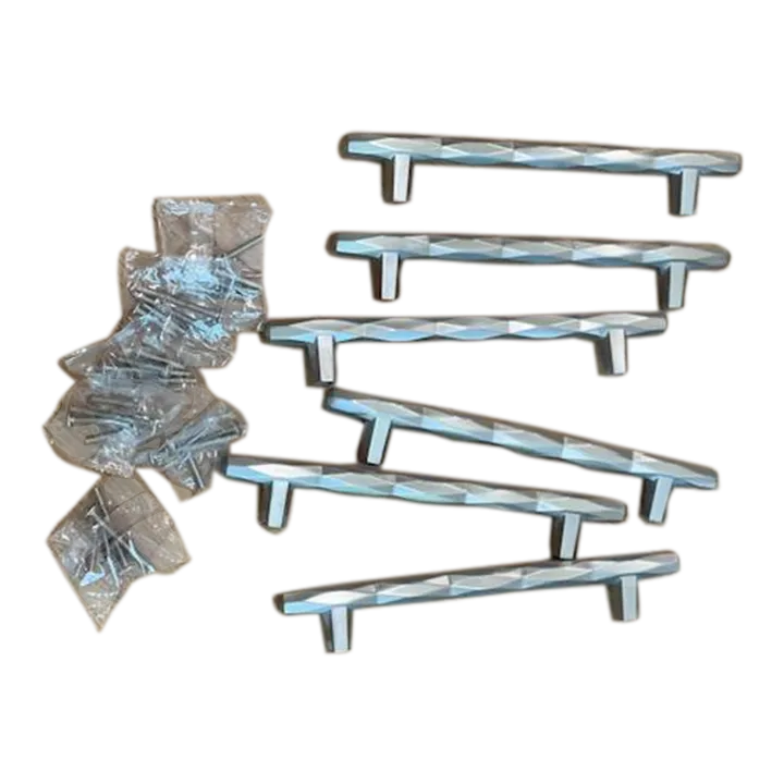 Contemporary Solid Stainless Steel Cabinet Pulls: Set of 6 | Chairish