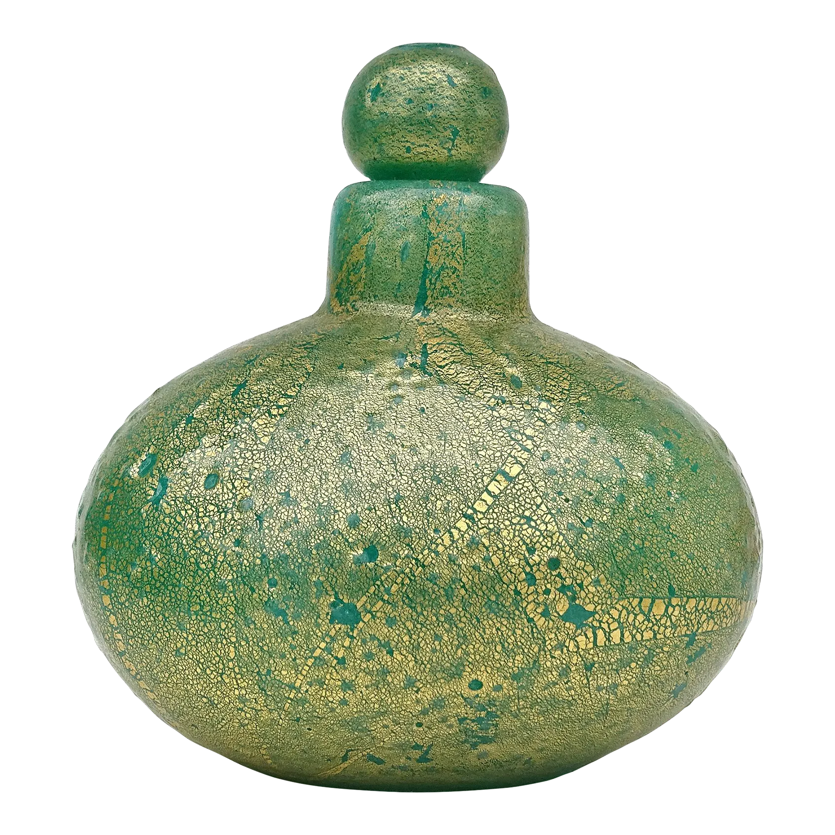 Seguso Vetri d'Arte Murano Green Pulegoso Bubble Gold Flecks Italian ...
