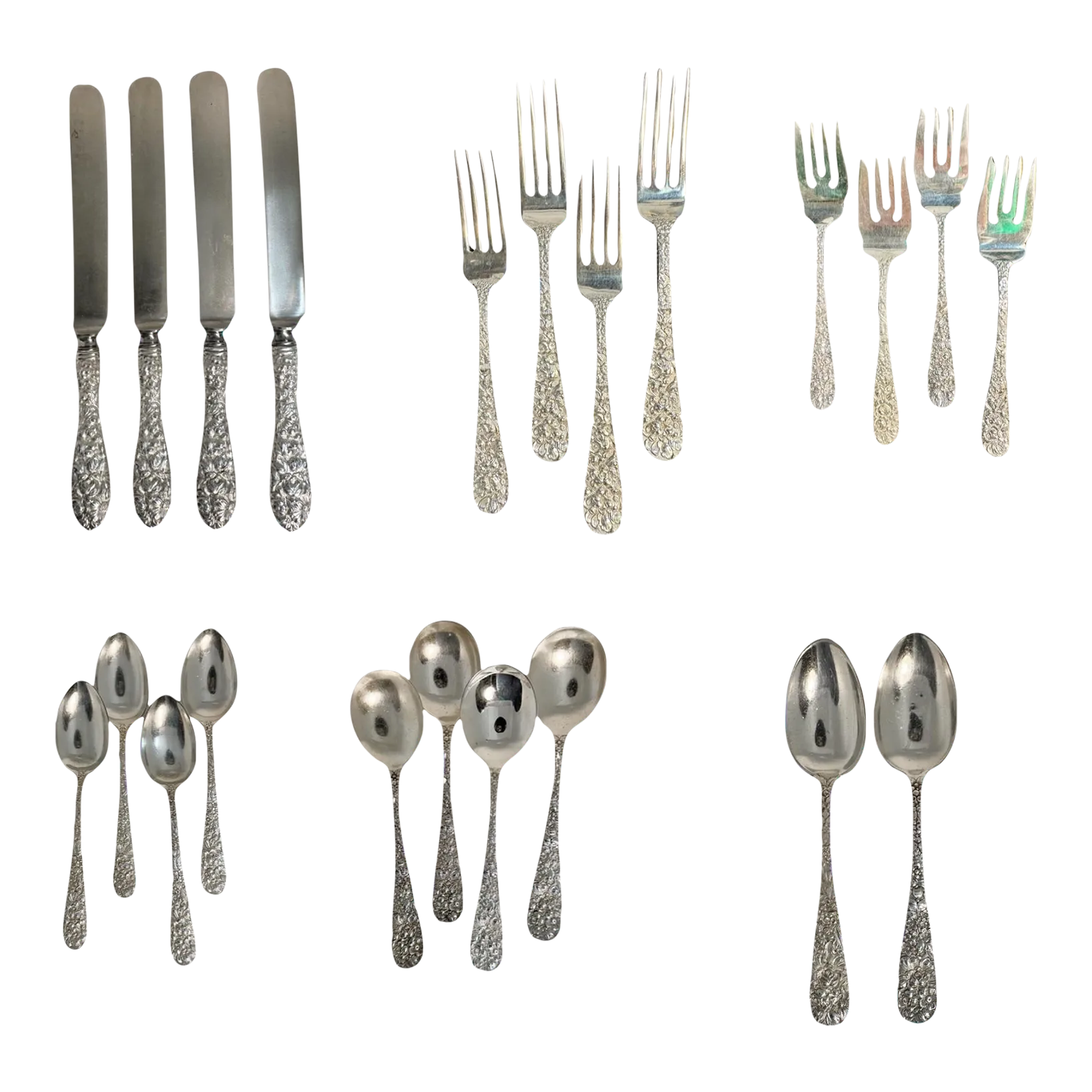 1950s Stieff Rose Sterling Silver Lunch Flatware Set- 20 Pieces | Chairish