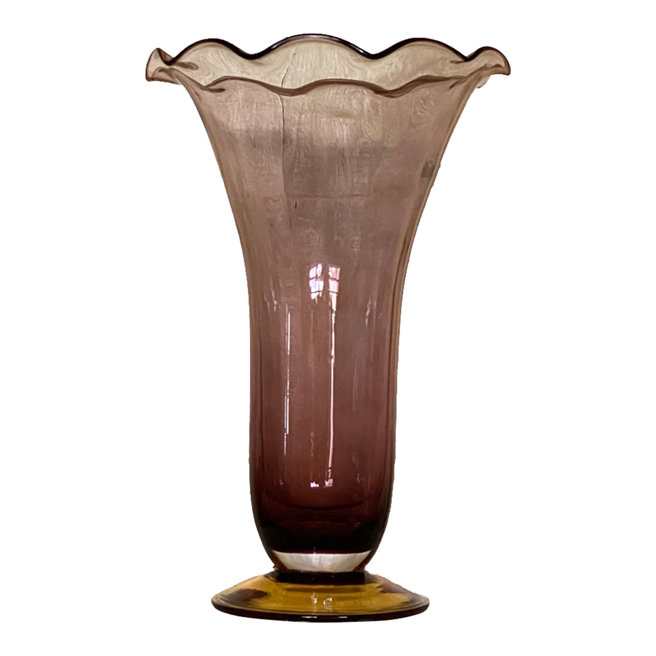 Mid-Century Modern Blenko Glass Scallop Edge Vase | Chairish