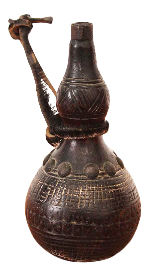 19th Century African Wooden Gunpowder Flask | Chairish