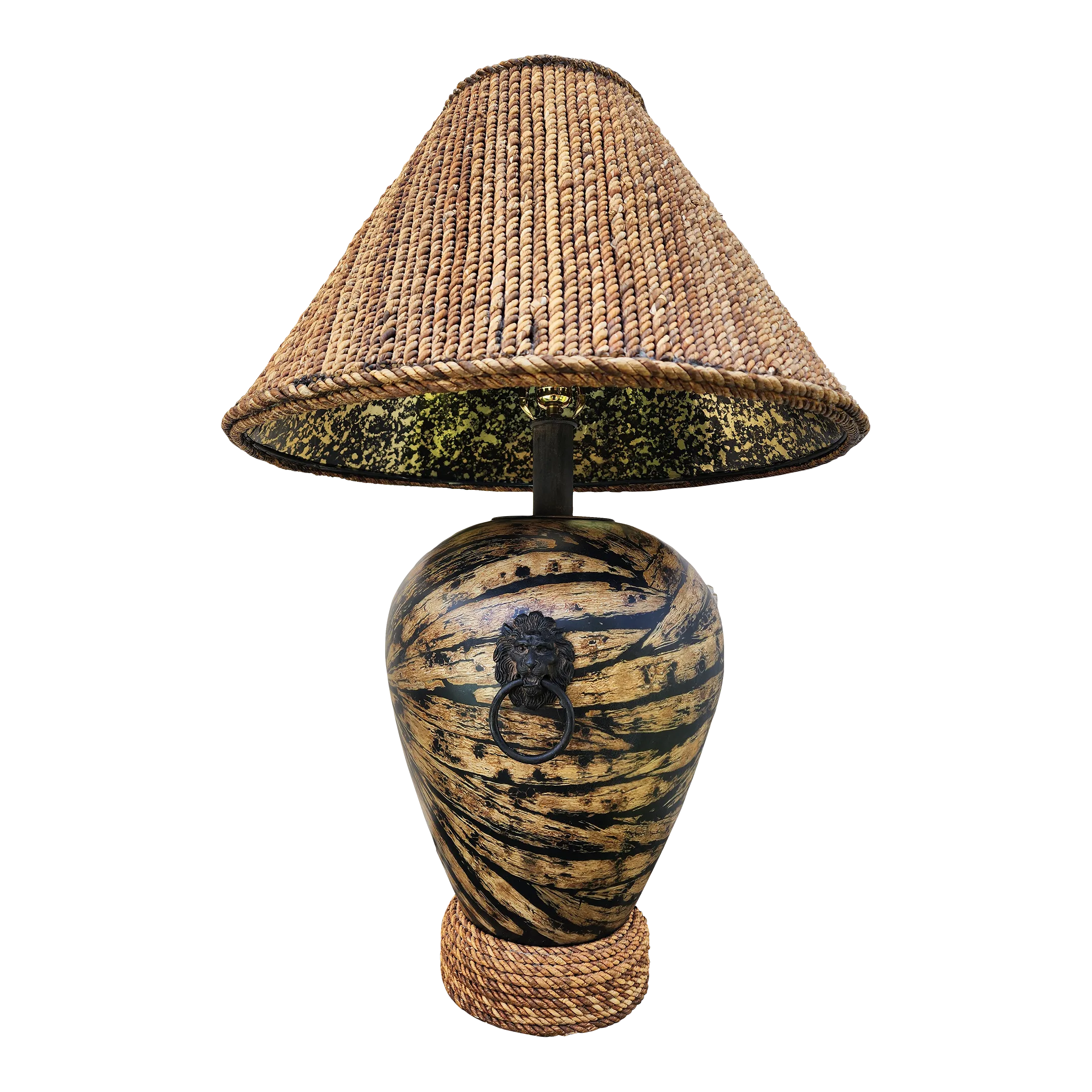 Vintage Maitland-Smith Safari Table Lamp With Bronze Lion Head Knocker ...