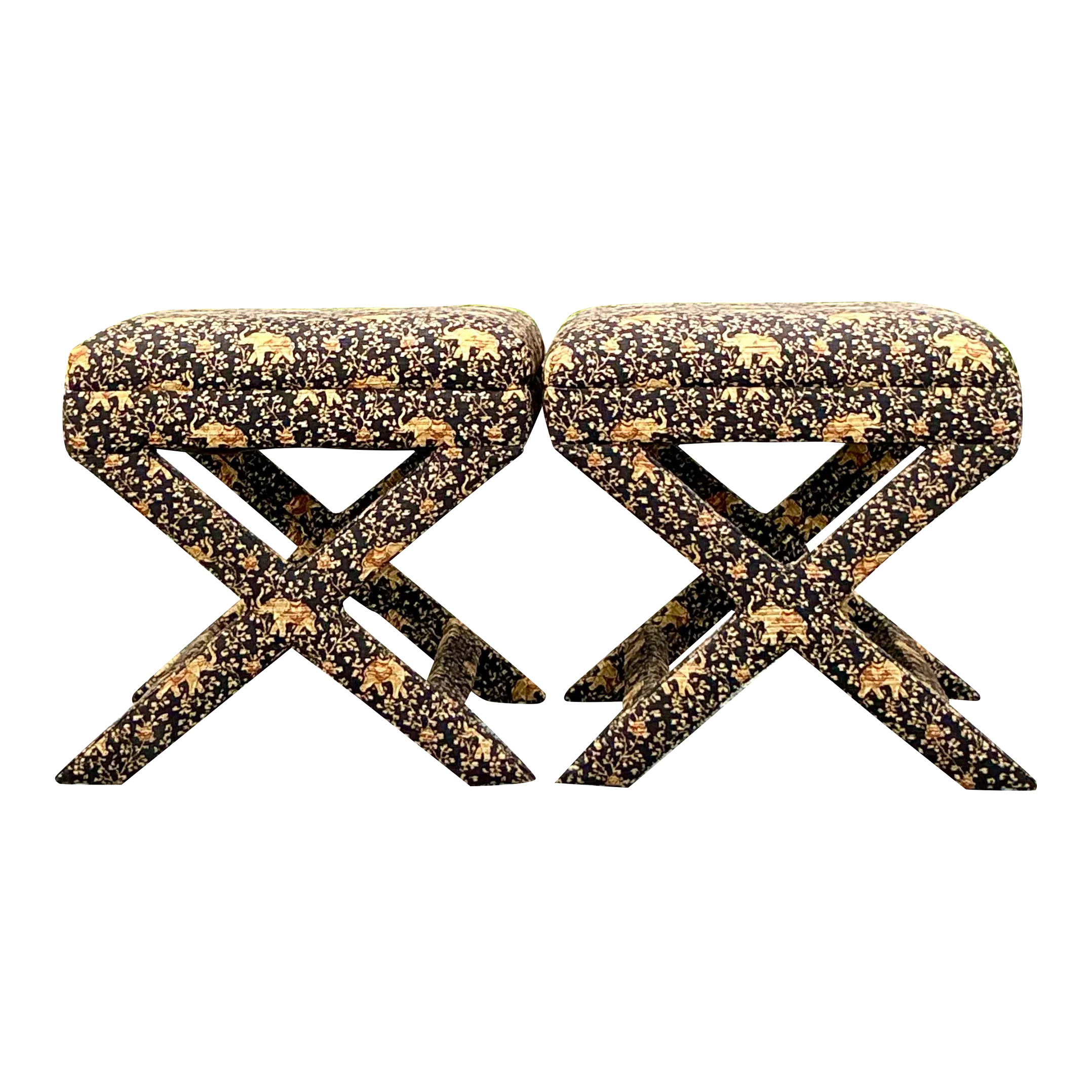 Vintage Coastal Elephant X Benches - a Pair | Chairish