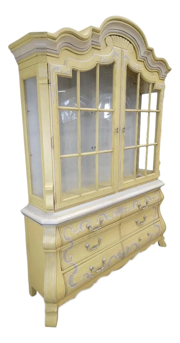 Mid Century Modern French Country Hand Painted Drexel Breakfront ...