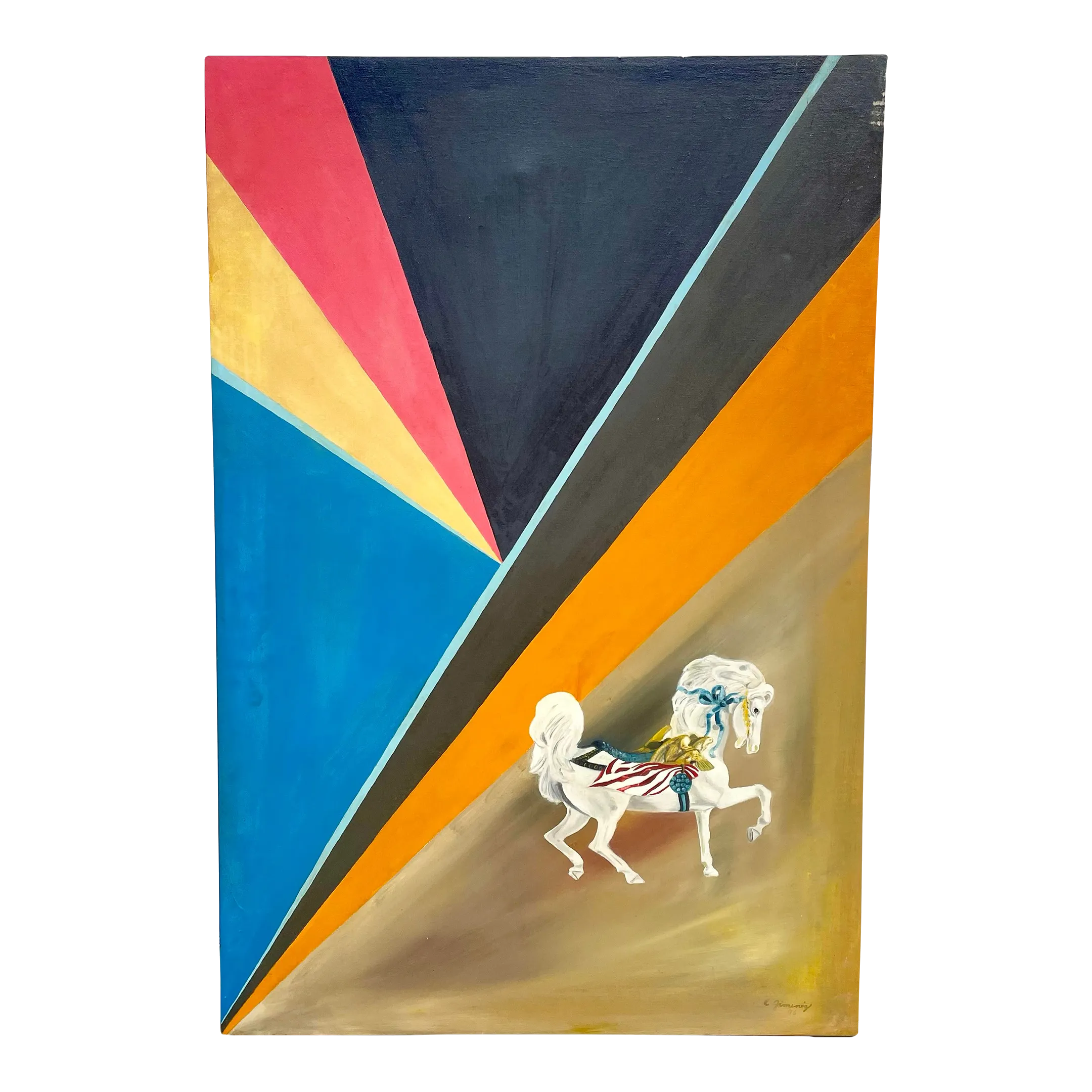 Vintage Art 1976 Mid Century Modern Horse Painting Signed by Carlos ...