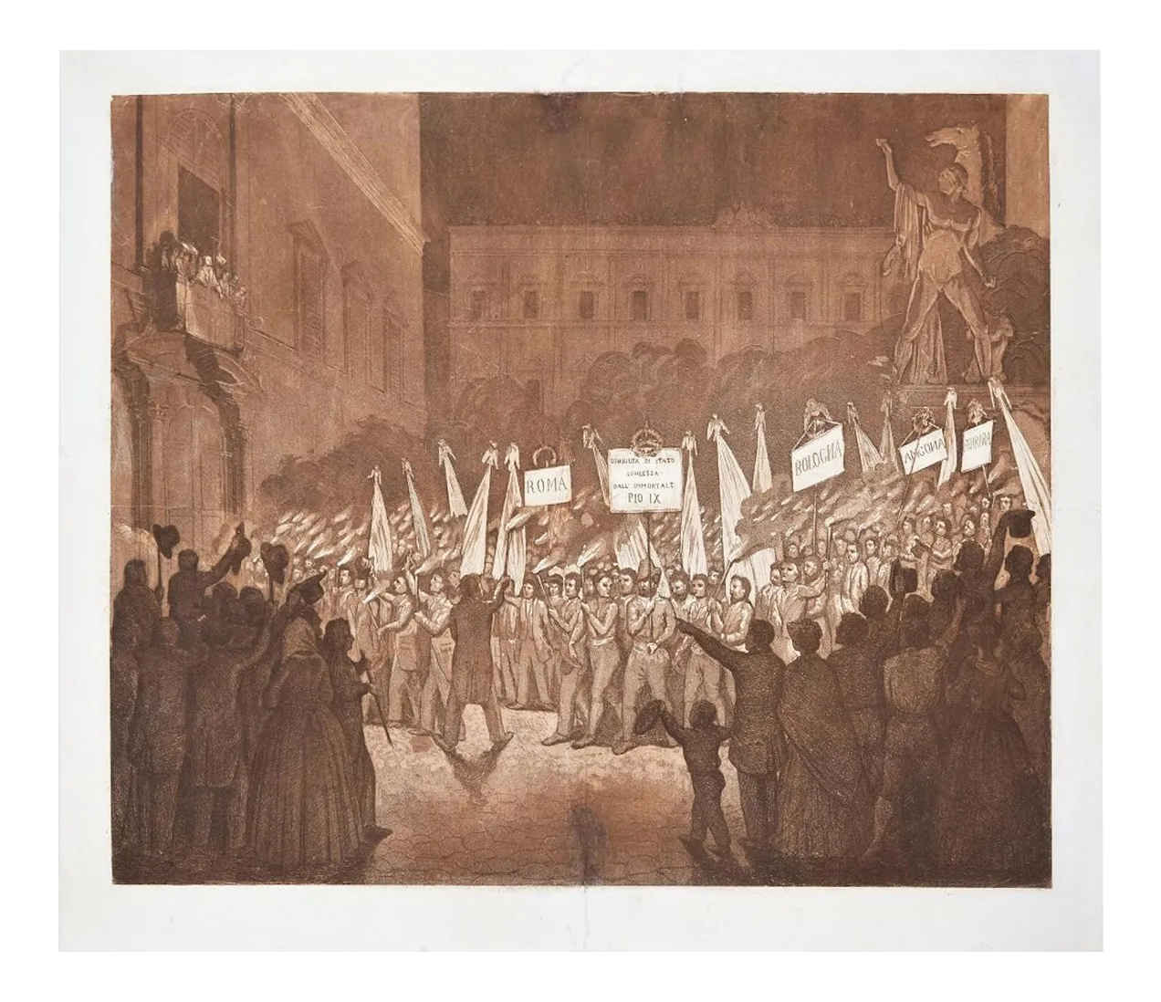 Nuova Caserma al Castro Pretorio - Original Etching - Mid 19th Century ...