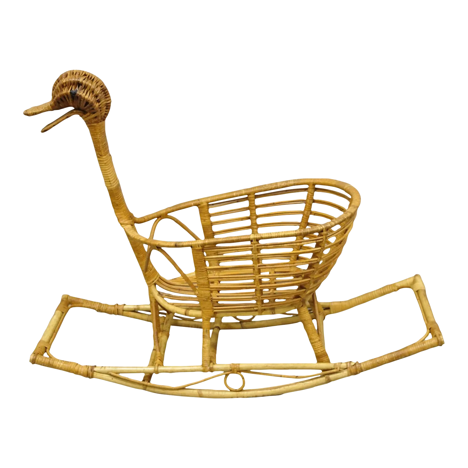 Mid 20th Century Vintage Mid Century Modern Wicker Rattan Figural Duck ...