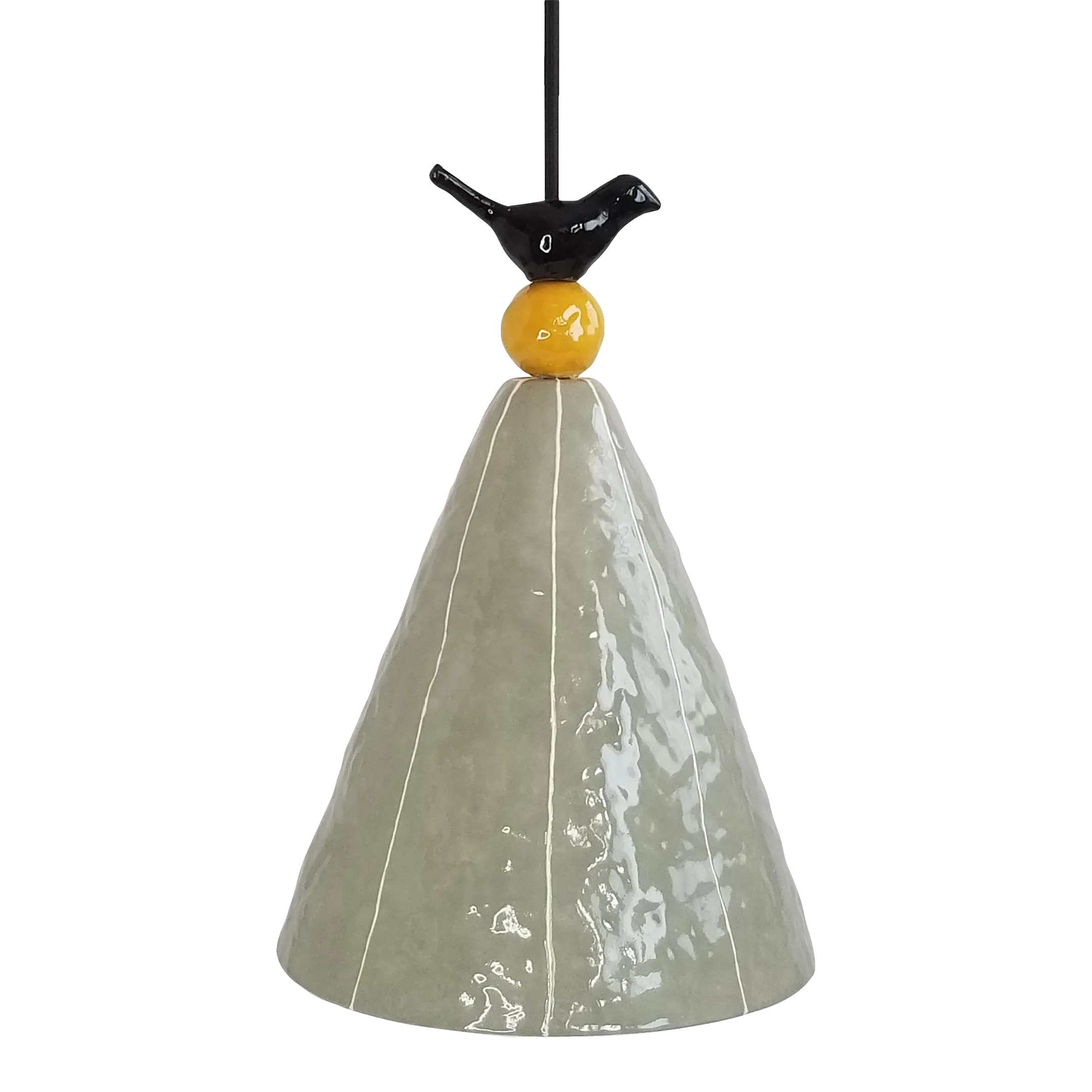 Gray Ceramic Pendant Light With Black Bird, Plug in Cord From kRI kRI ...