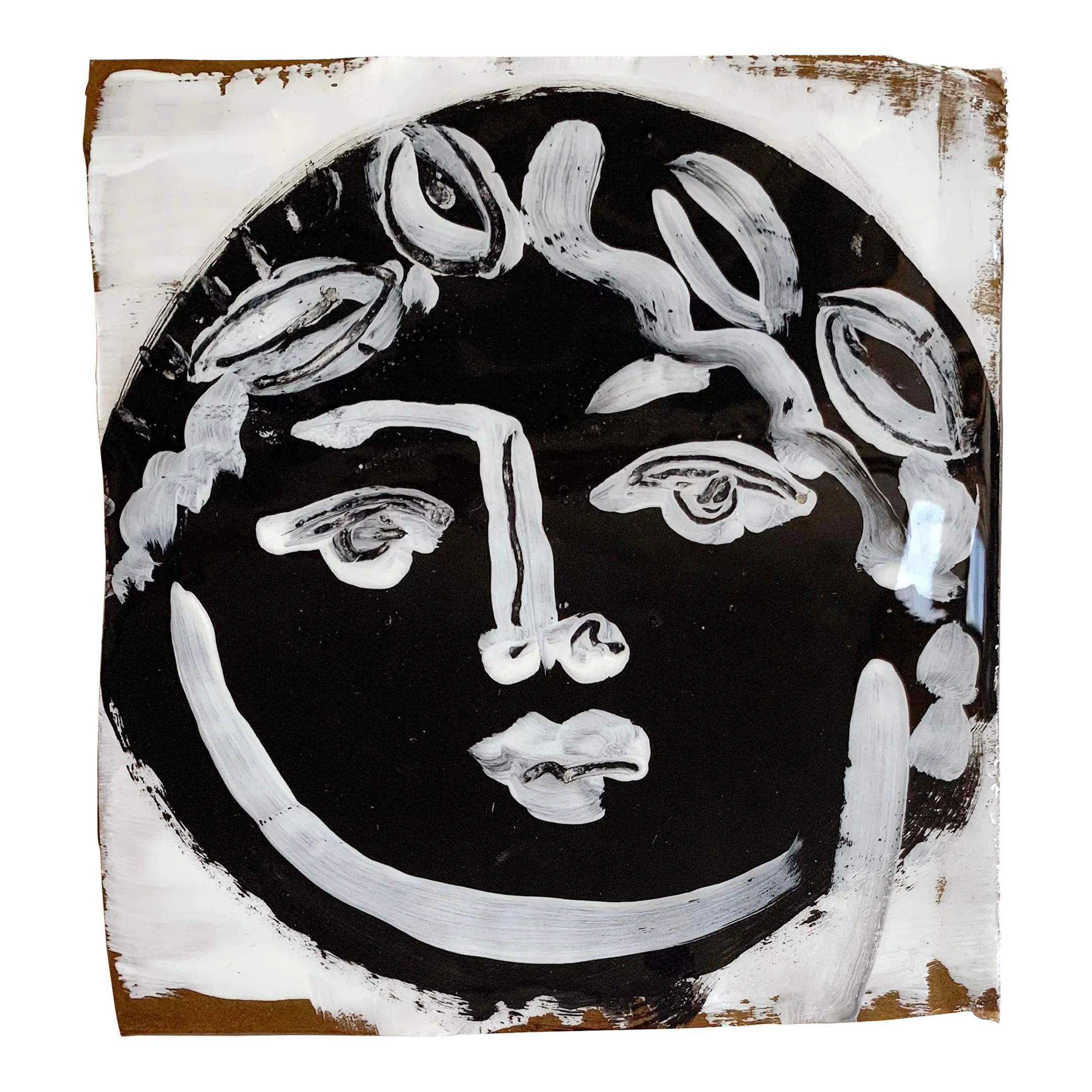 Greek Face No. 9, Ceramic, Cardboard, Drawing, Painting, Recycle | Chairish