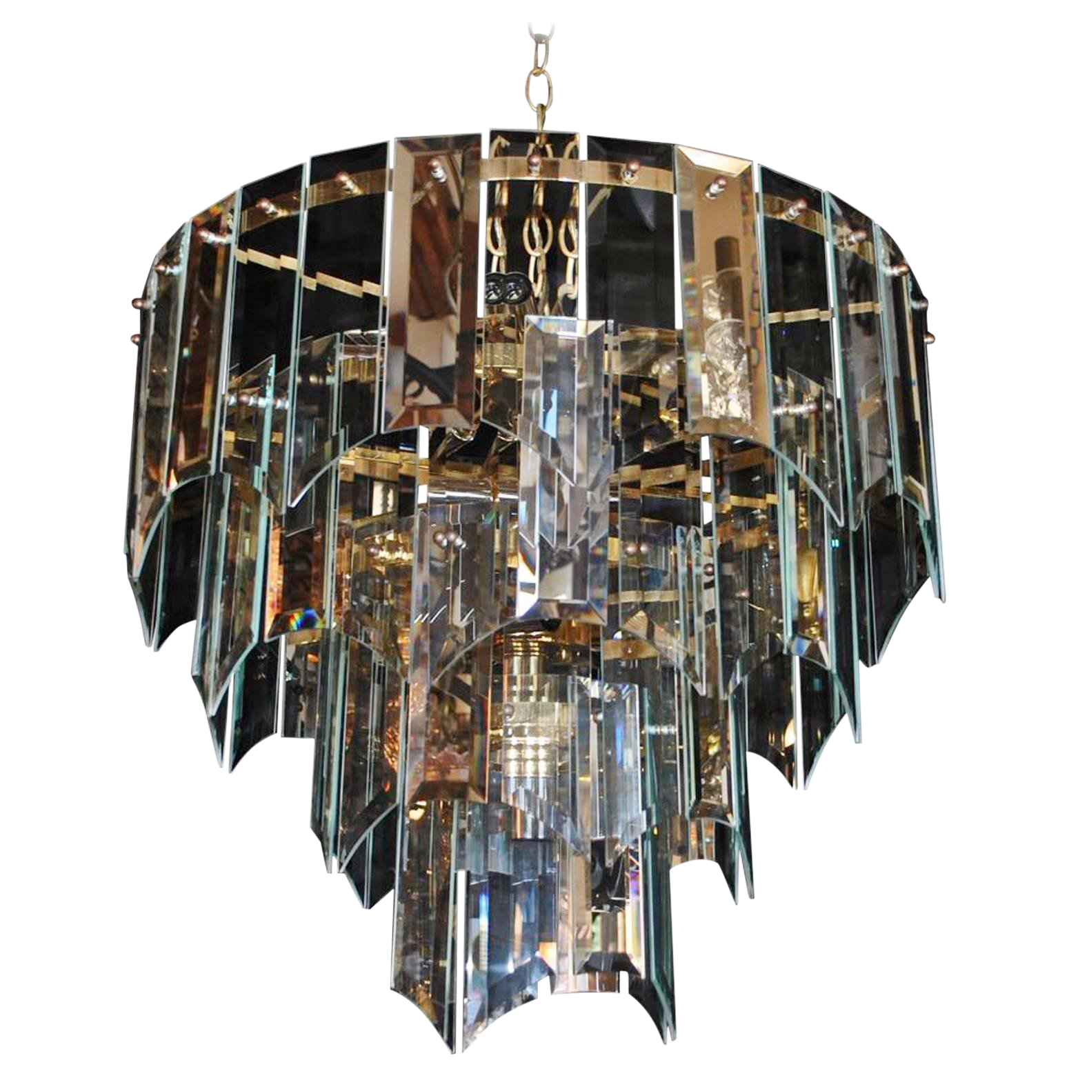 1970s Glass and Mirror Light by Luminaire | Chairish