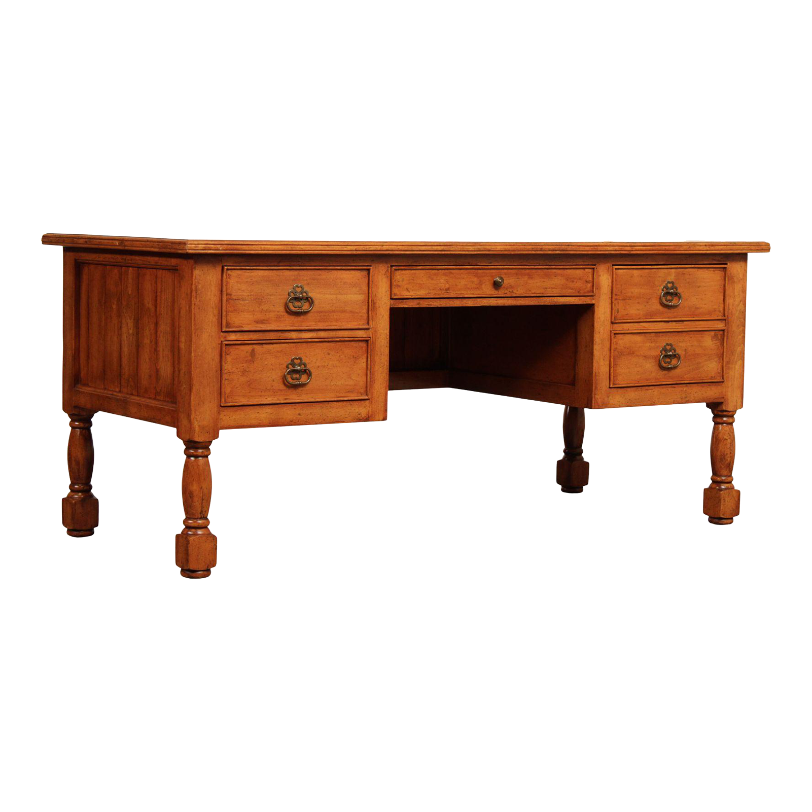 1990s English Style Parquet Top Executive Writing Desk | Chairish