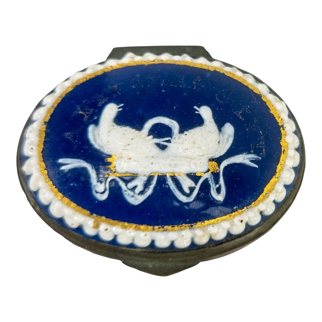 19th Century English Bilston Battersea Enamel Pill Box With Doves ...