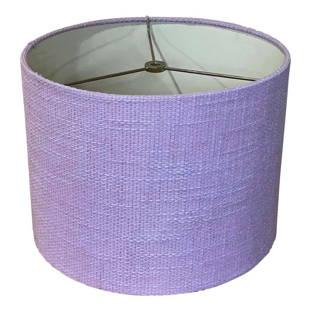 Late 20th Century Textured Fabric Lilac Lavender 12” Drum Lamp Shade ...