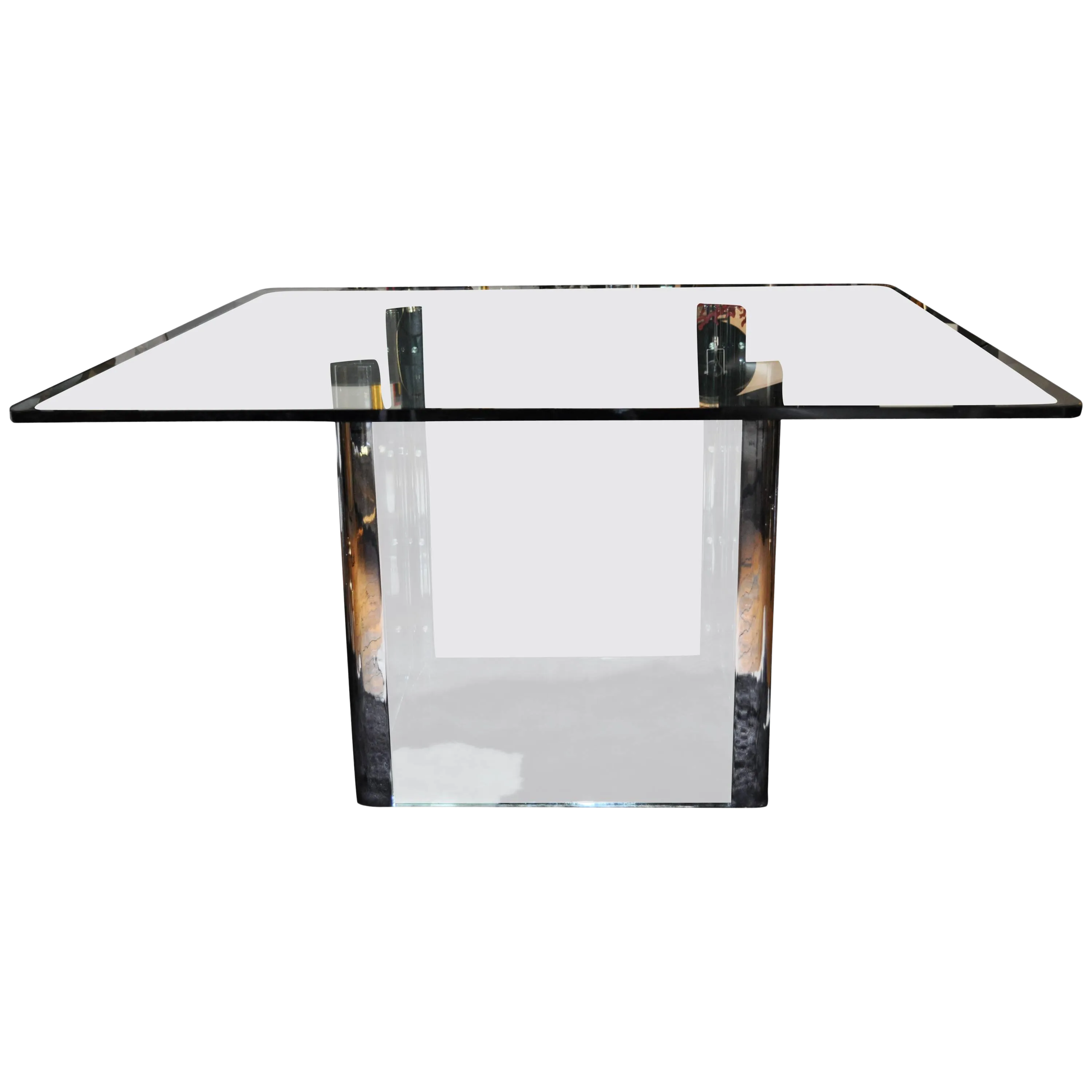 Pace Collection Chrome and Glass Square Dining Table Base, 1970's ...