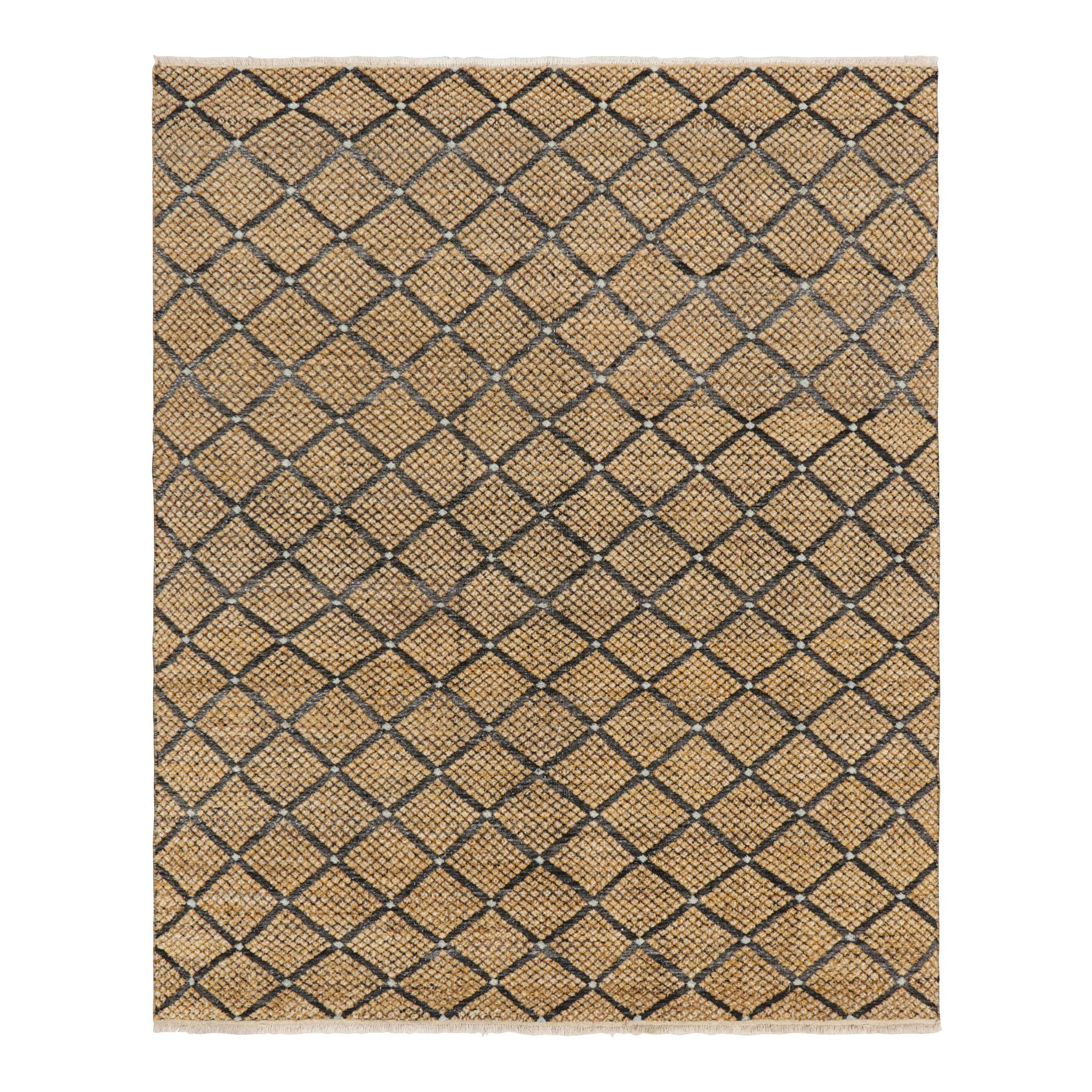 Rug & Kilim’s Moroccan Style Rug in Black With Gold Diamond Patterns ...