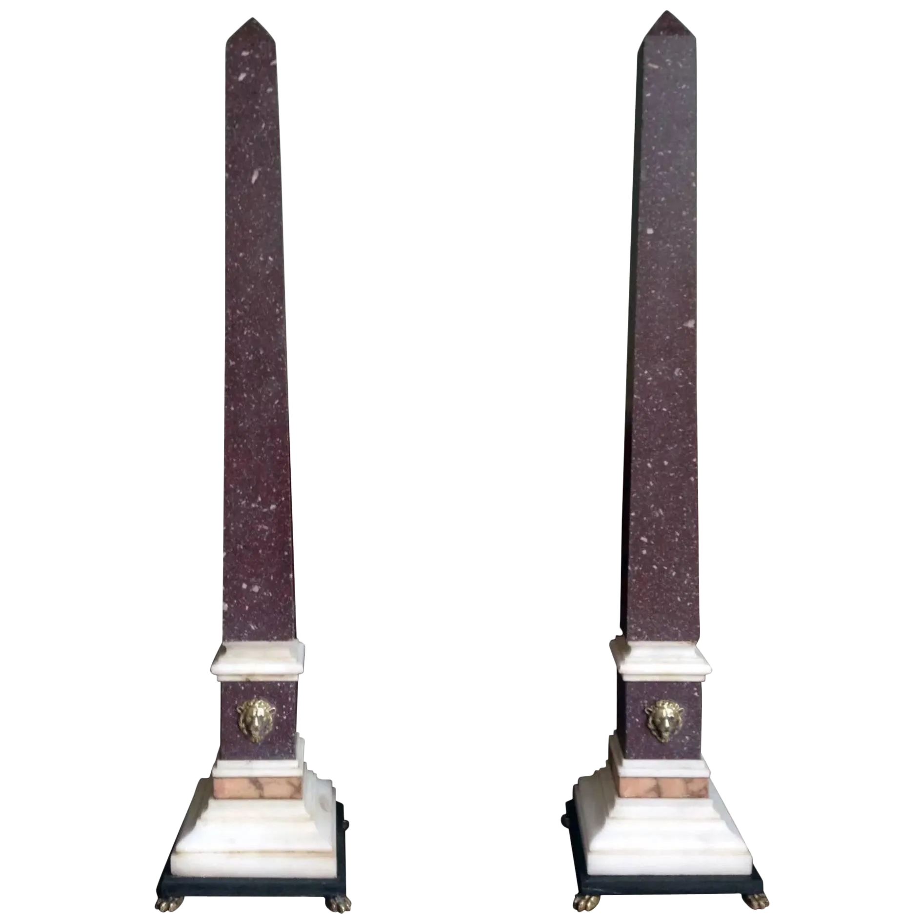 Late 19th Century Antique Grand Tour Egyptian Porphyry Obelisks - a ...