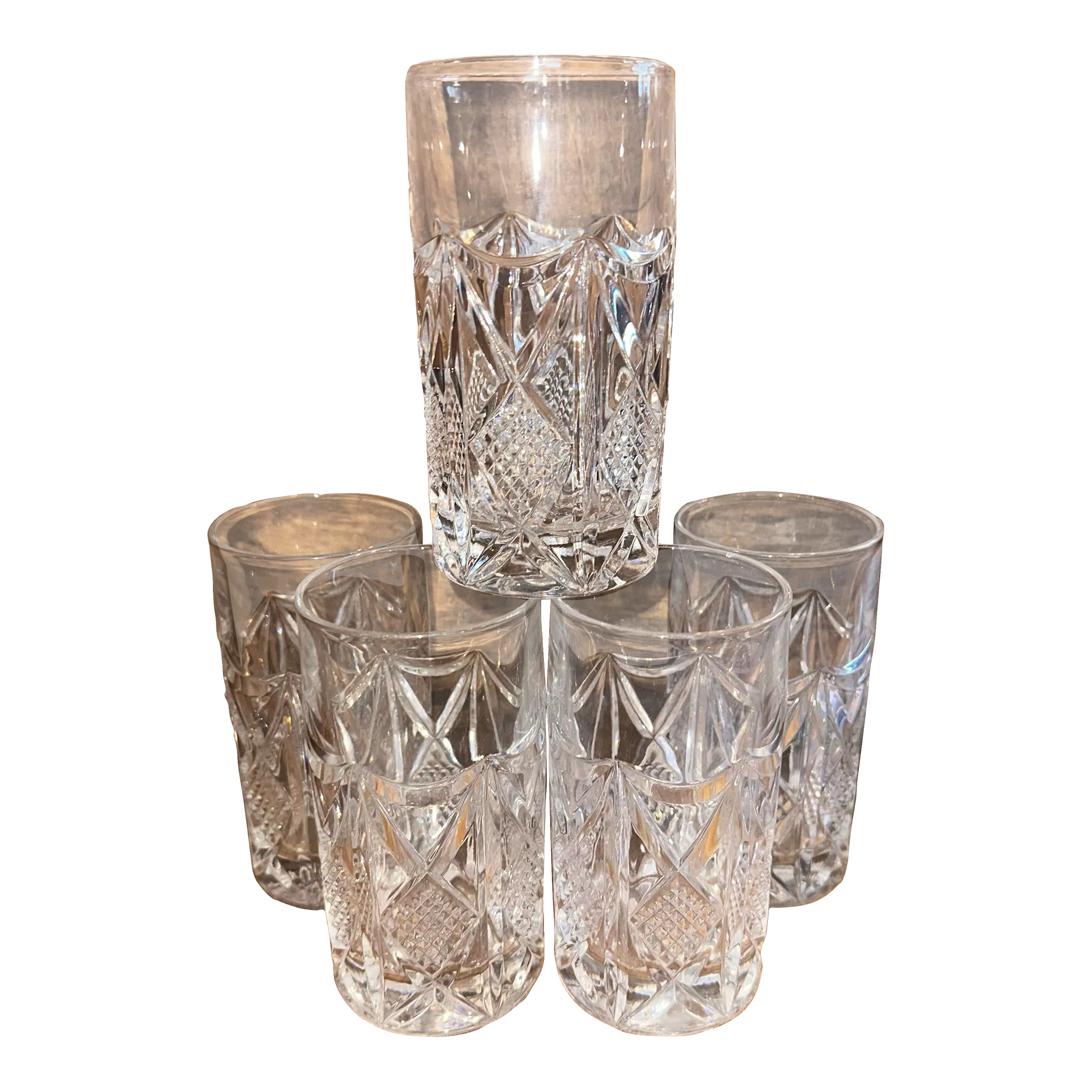 Vintage Nachtmann Crystal "Eduard" Diamond Pattern Glasses Tumblers ...