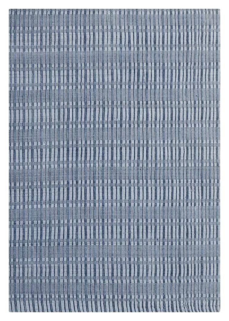 Hand-Knotted Wool & Bamboo Silk Modern Rug - 8′ × 9′11″ | Chairish