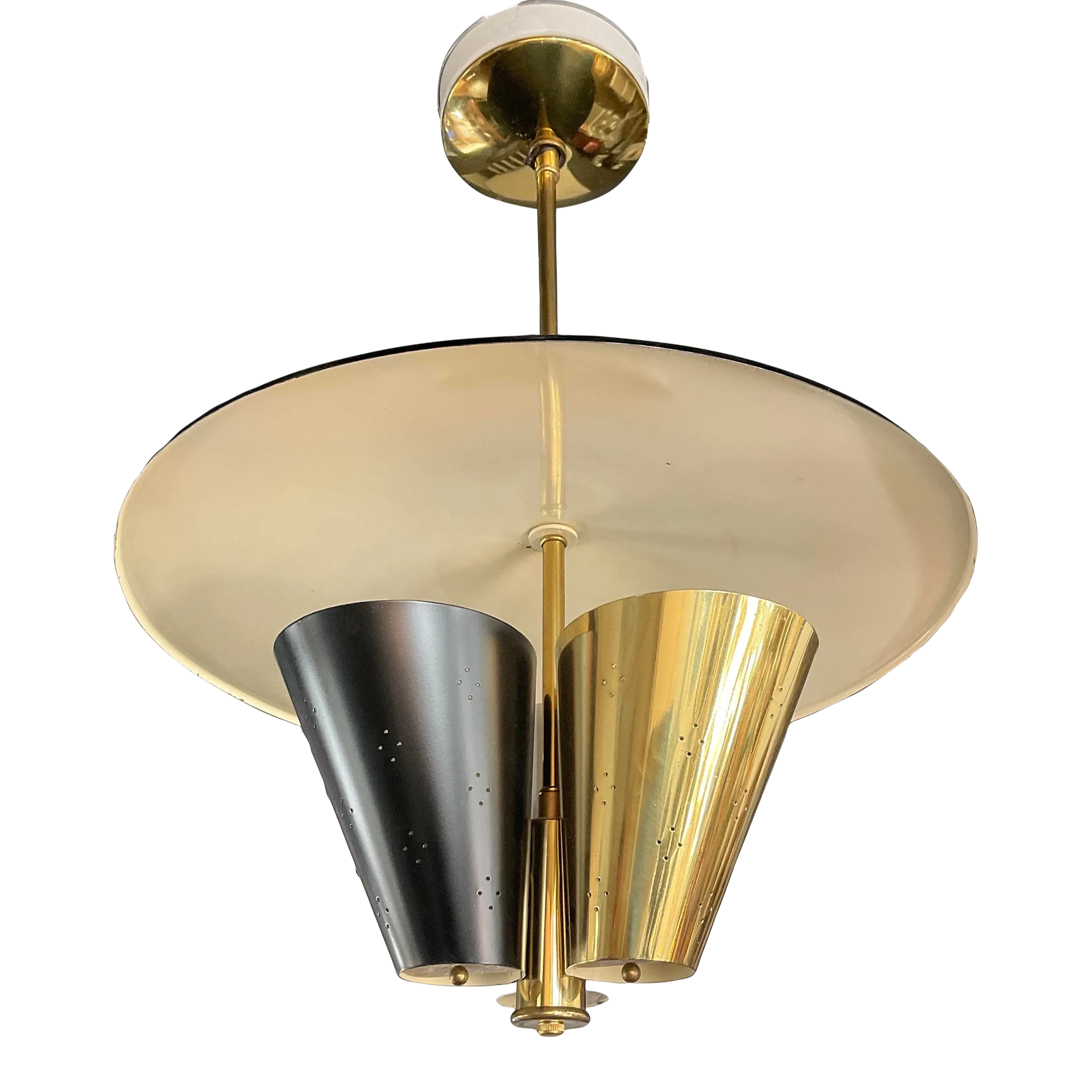 Mid-Century Tricone Reflector Lightolier Attributed Fixture | Chairish