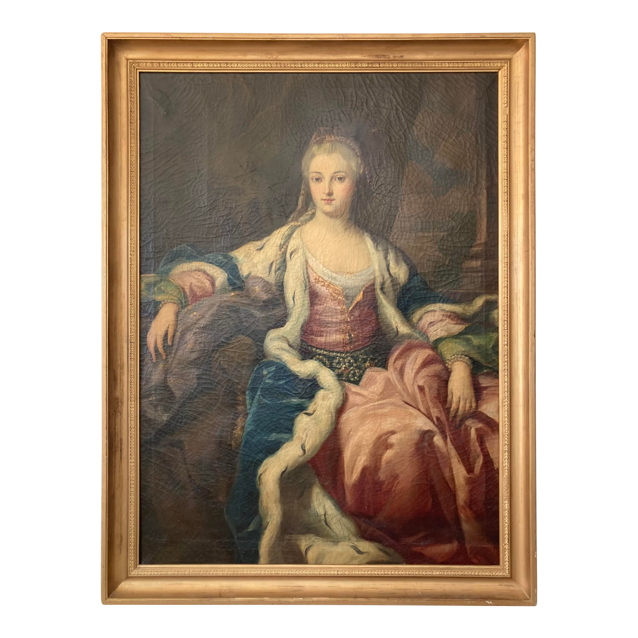 18th Century French Old Master Lifesize 3/4 Length Portrait Painting of ...