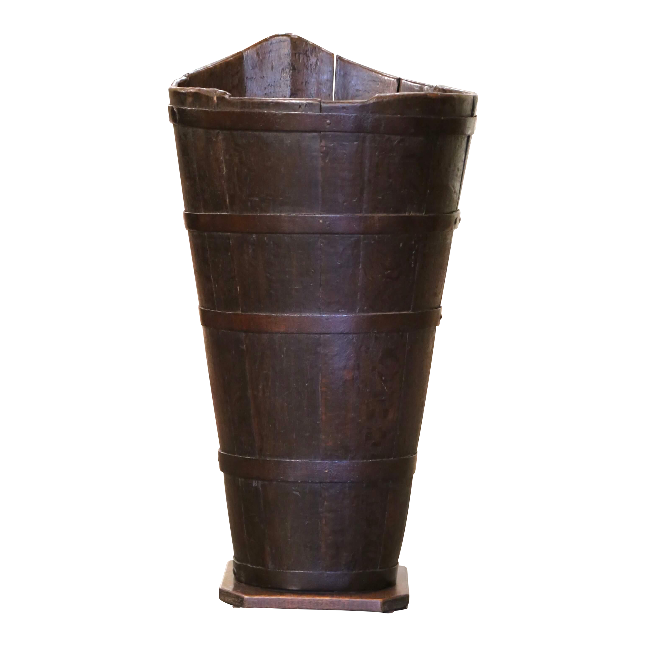 19th Century Carved Oak and Metal Grape Harvest Hod Basket From ...