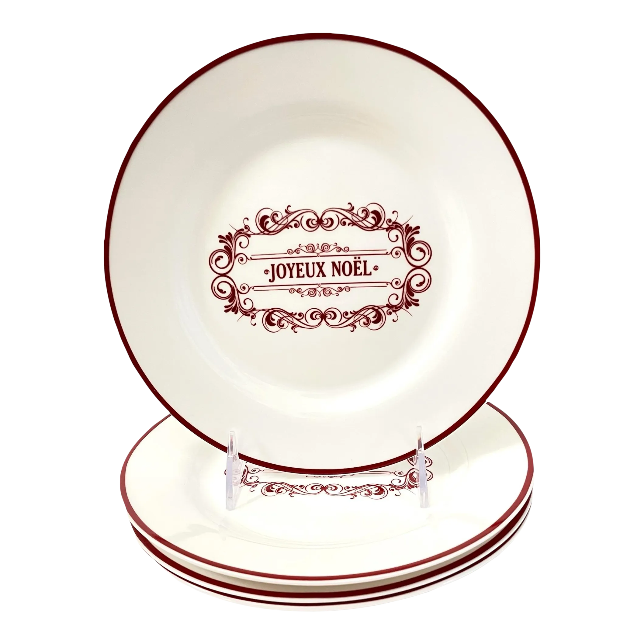 Joyeux Noël Dessert Plates. Set of Four | Chairish