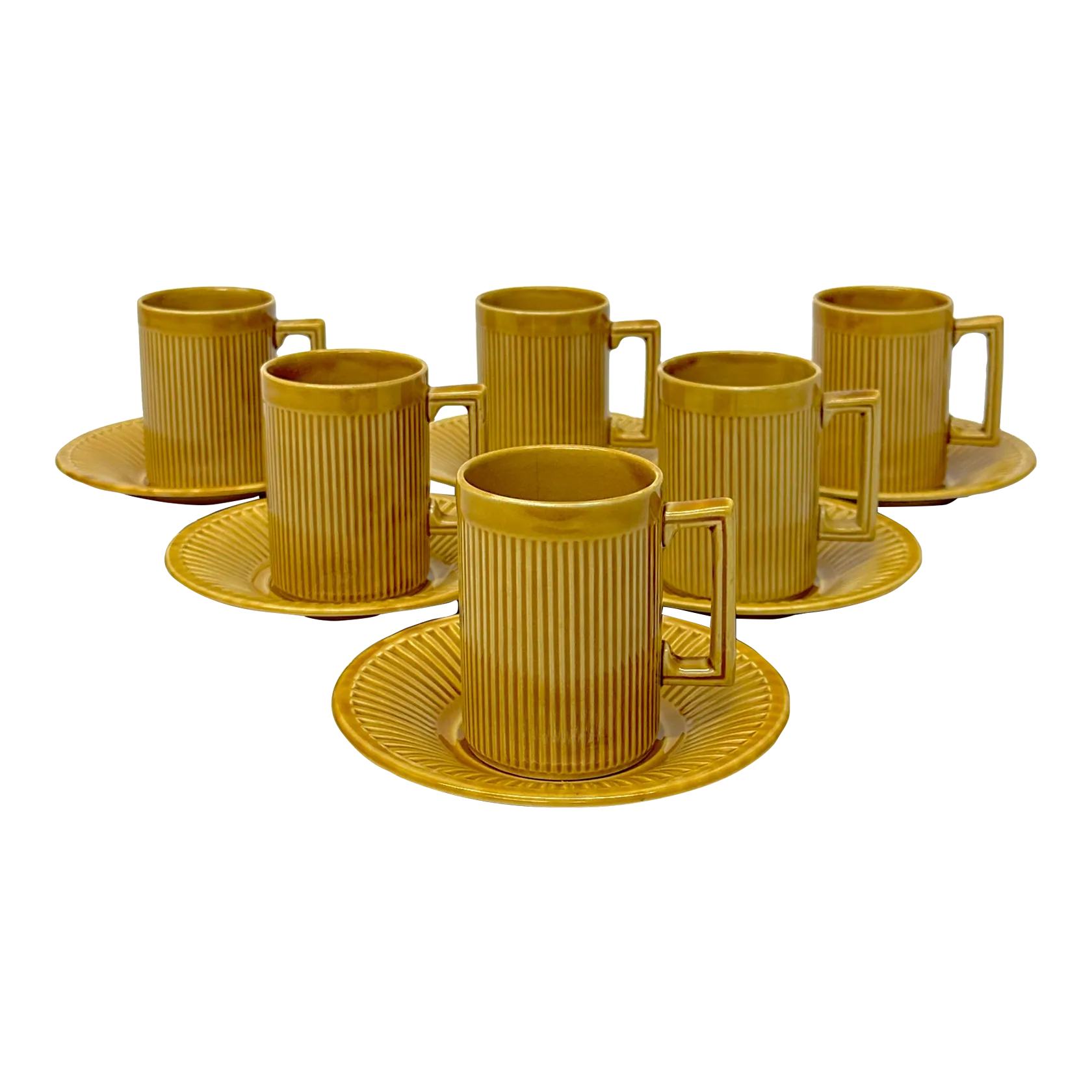 Mid 20th Century Mustard-Colored Coffee Cups and Saucers by Tiko ...
