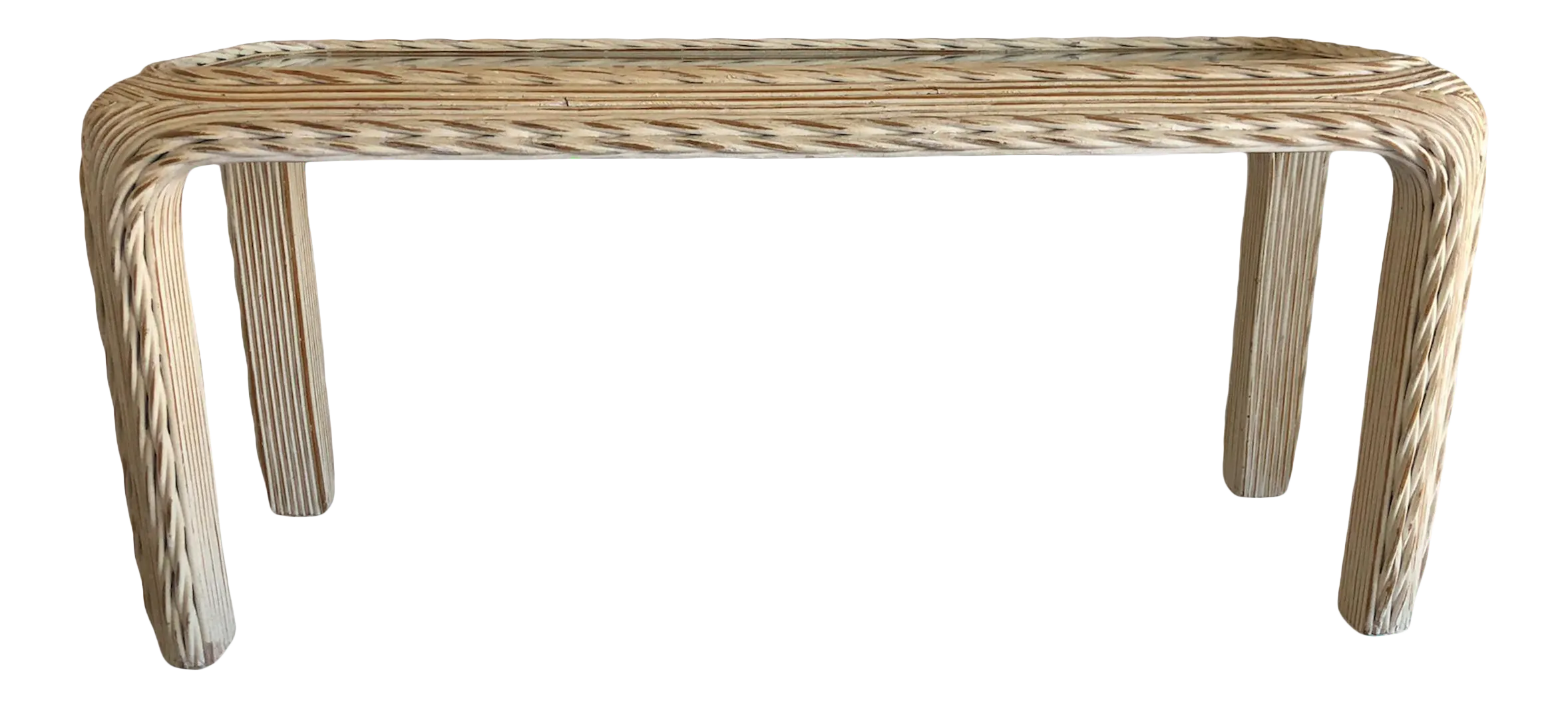 Vintage Coastal Twisted Rattan Console | Chairish