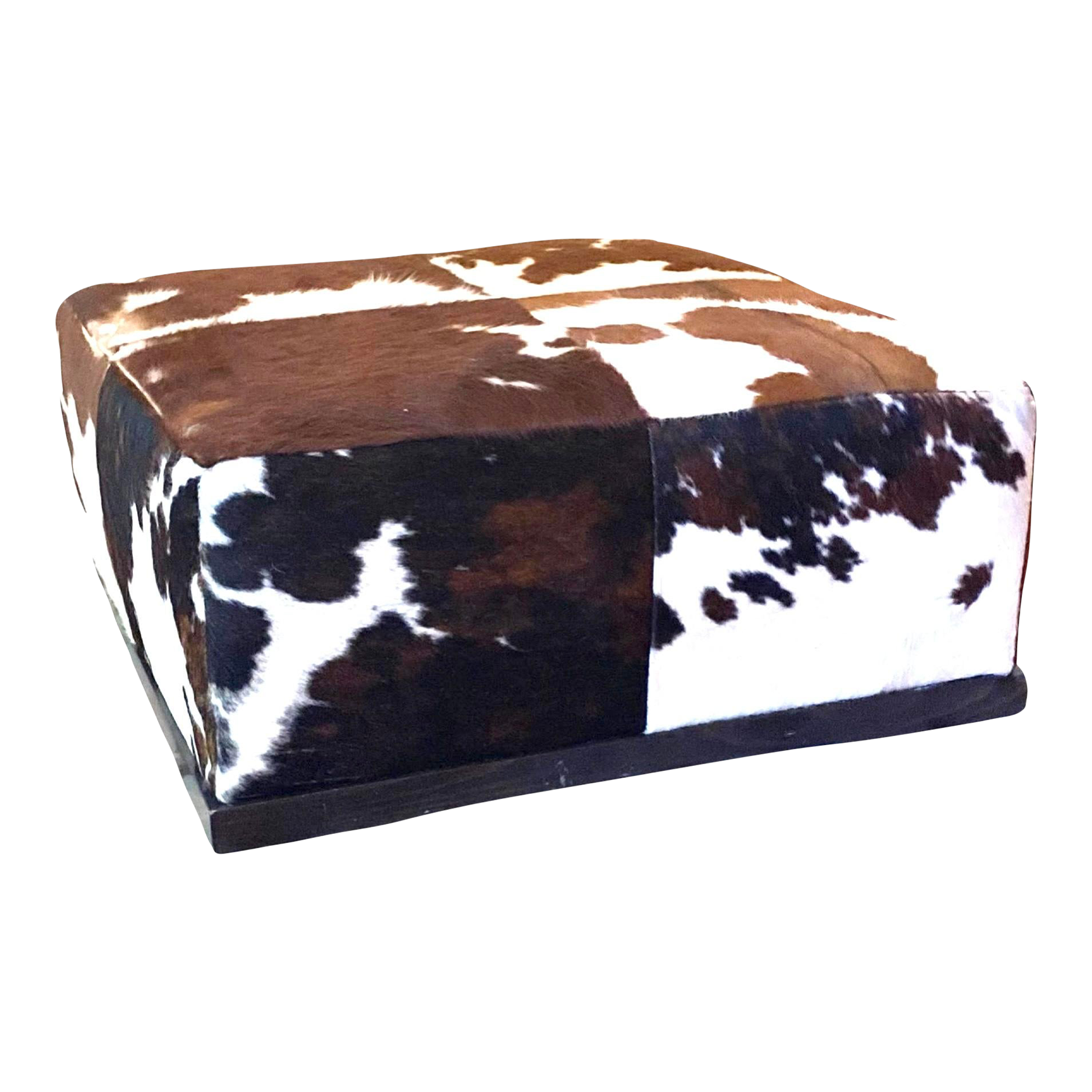 Cowhide Upholstered Square Ottoman | Chairish