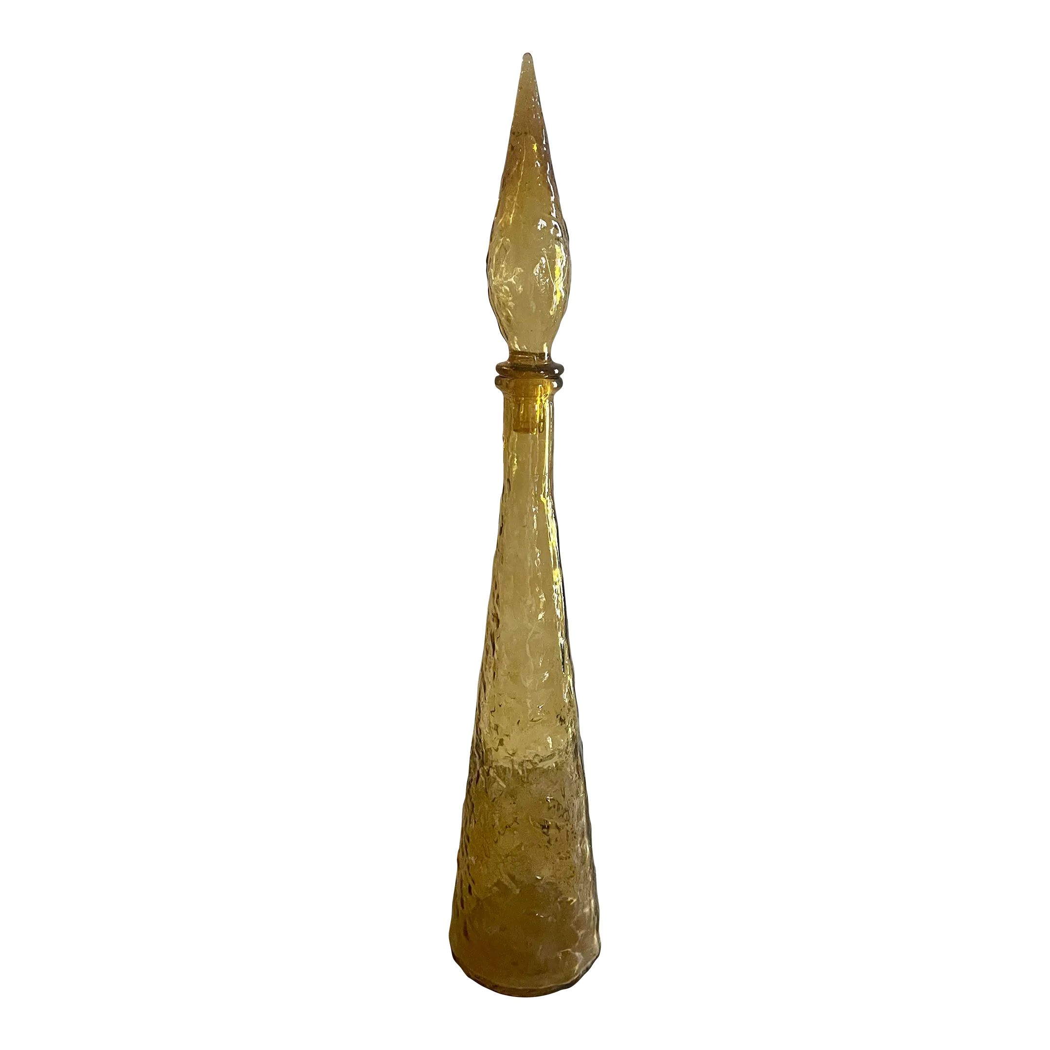 Mid Century Guildcraft Empoli Amber Gold Genie Bottle Decanter | Chairish