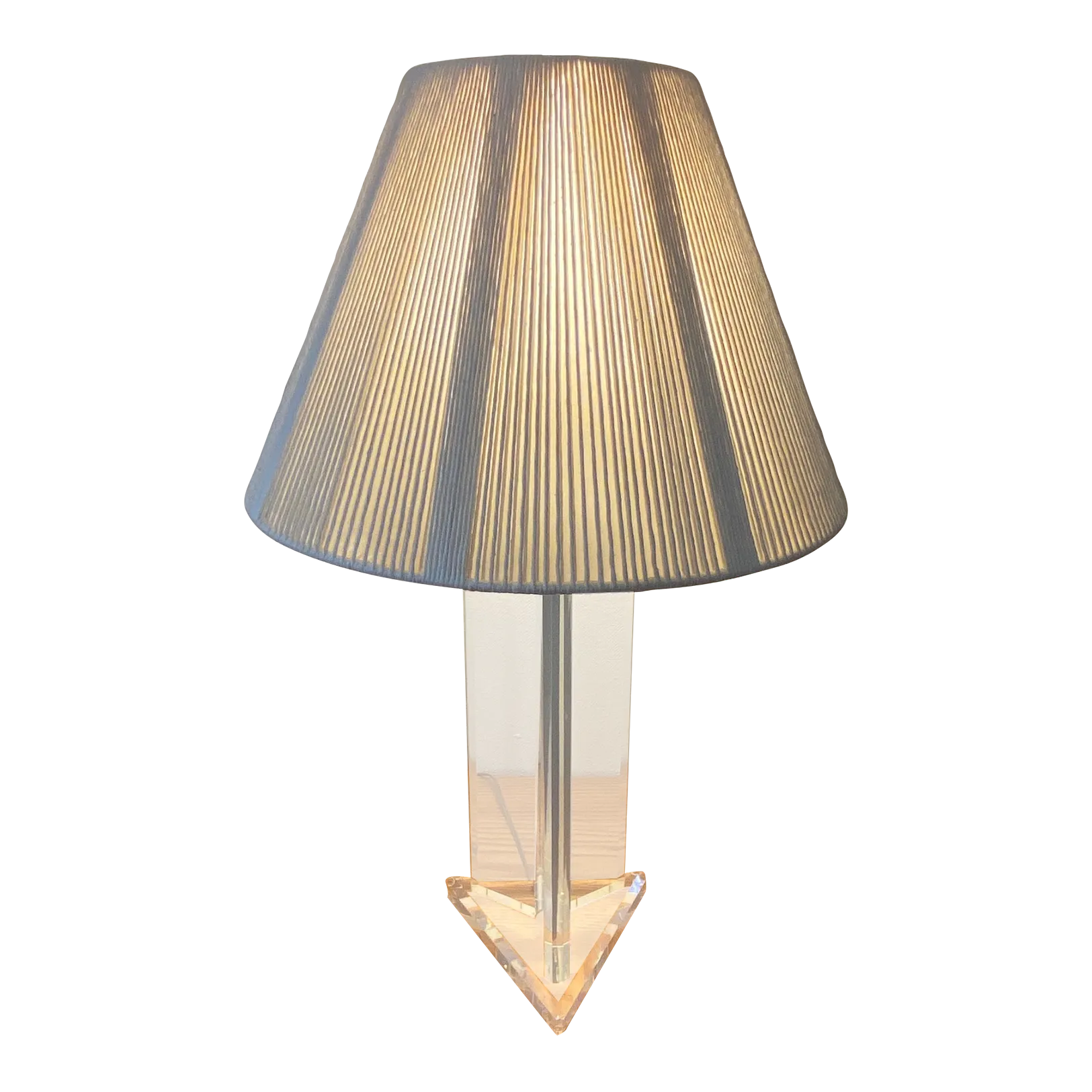 Vintage Lucite Lamp With Original String Shade | Chairish