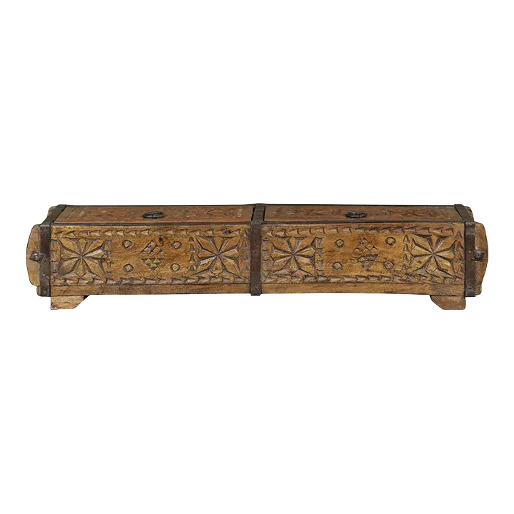 1980s Hand Carved Wooden Double Section Box | Chairish