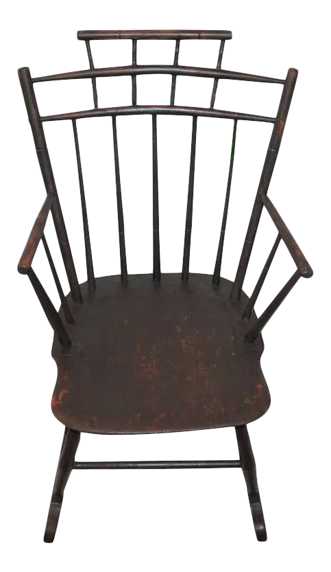 19th Century Brown Painted Windsor Rocking Chair | Chairish