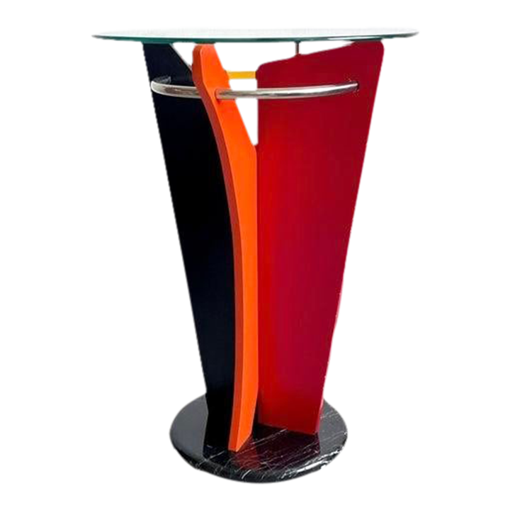 1980s Postmodern Multicolored Italian Memphis Design Pedestal Gueridon ...
