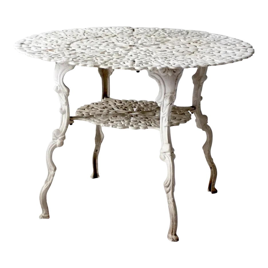 Victorian White Cast Iron Garden Table | Chairish