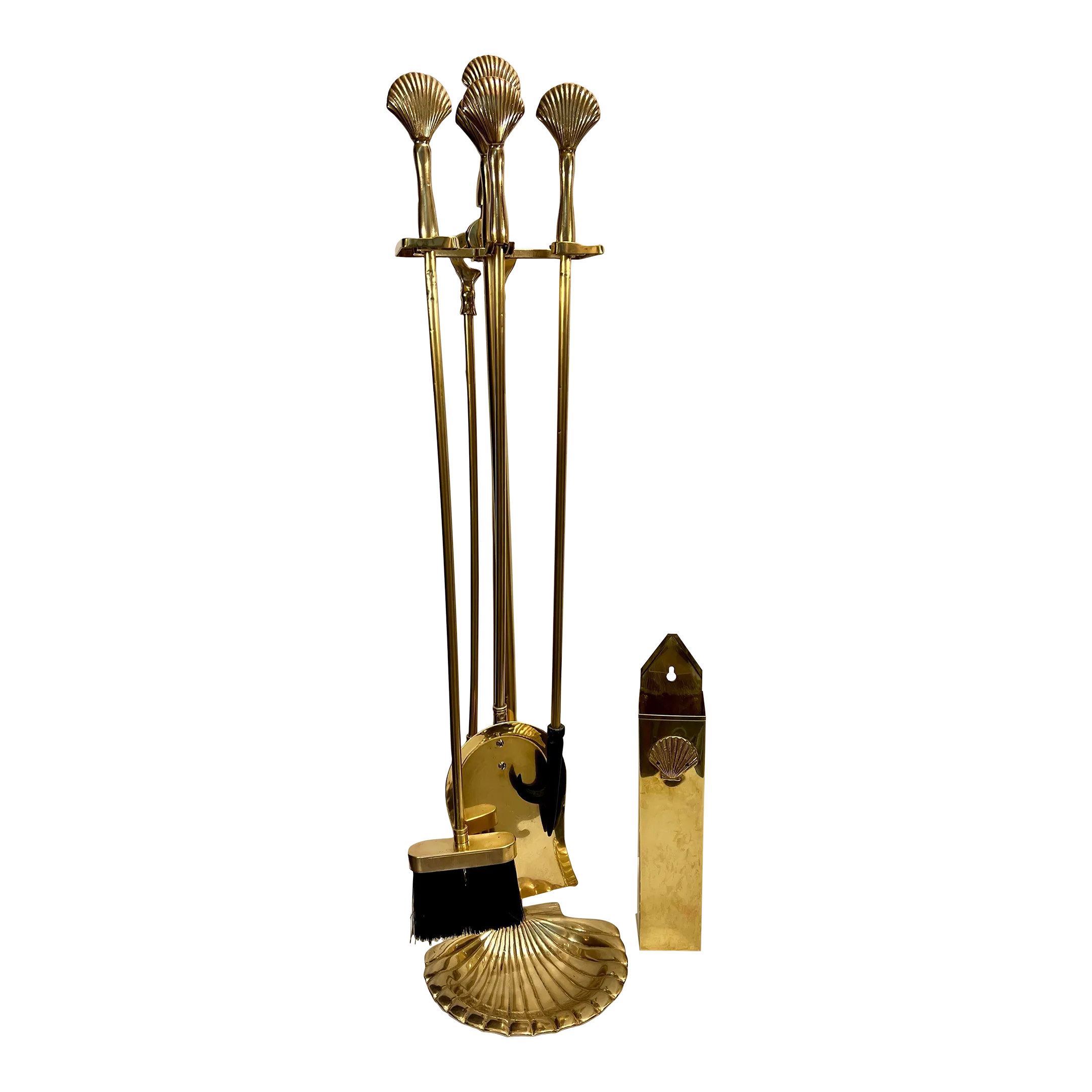 Late 20th Century Vintage Hollywood Regency Polished Brass Clamshell ...