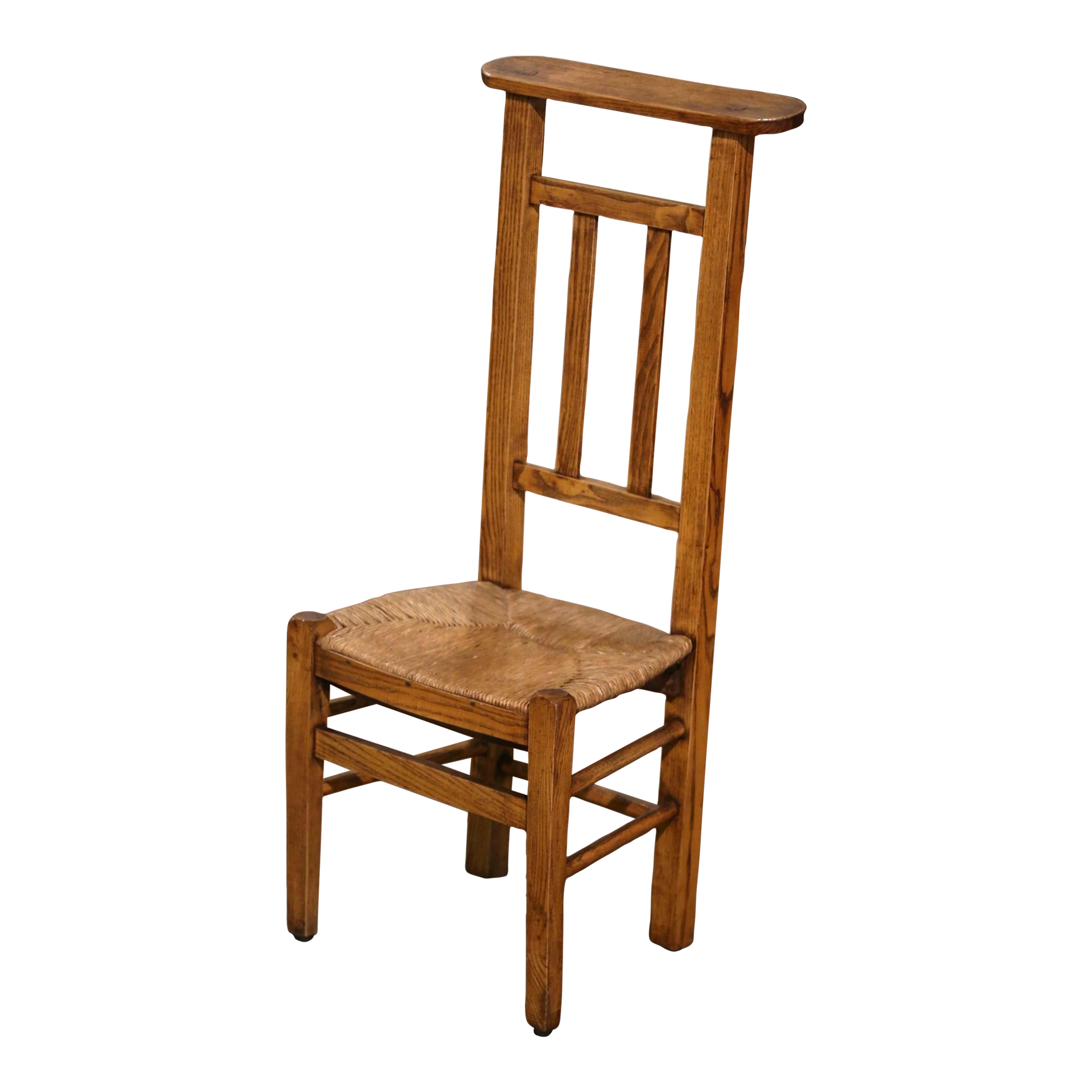 19th Century Country French Beech Wood and Rush Prayer Chair From ...