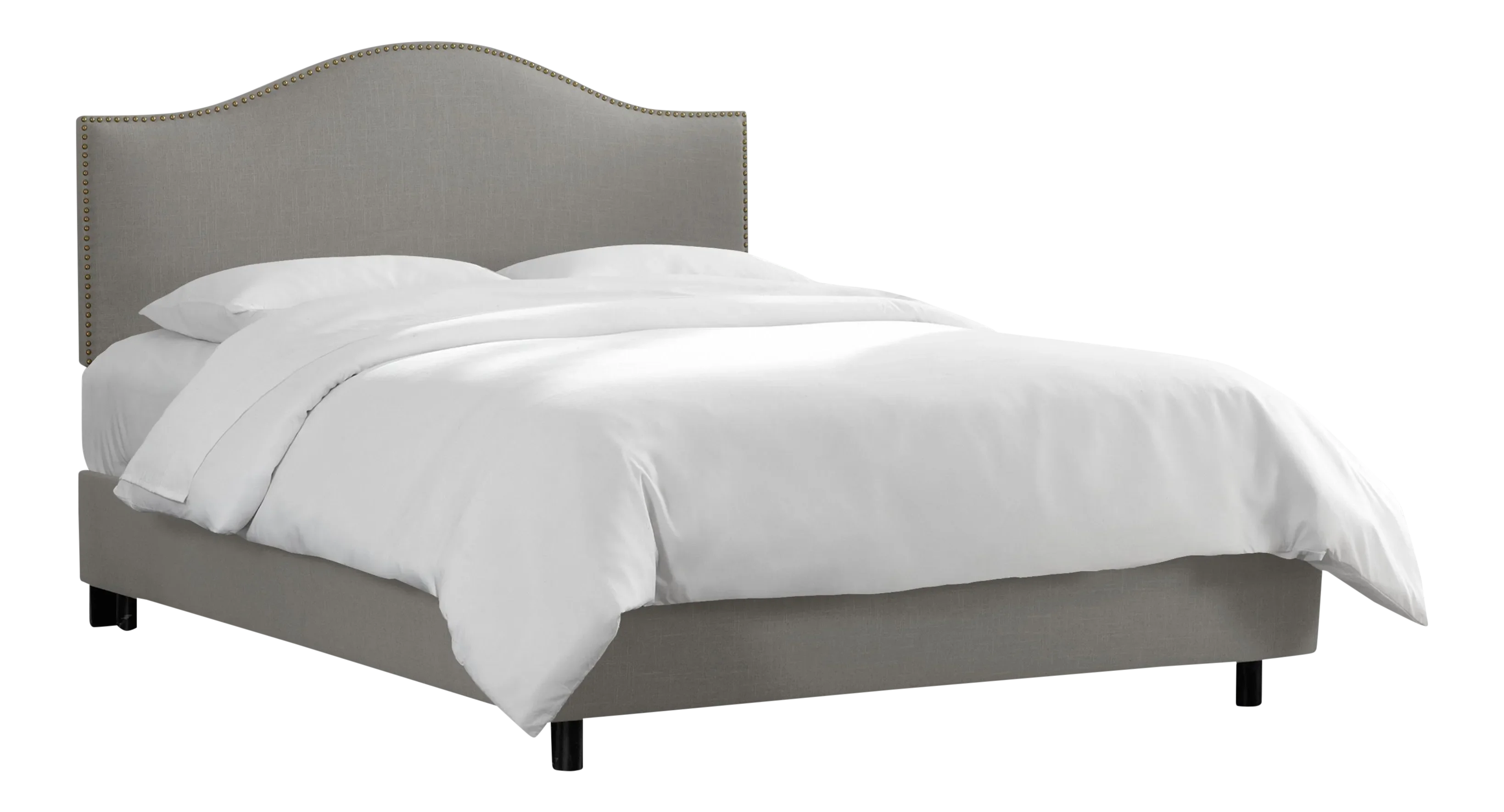 Riley Bed in Grey Classic Linen, Full | Chairish