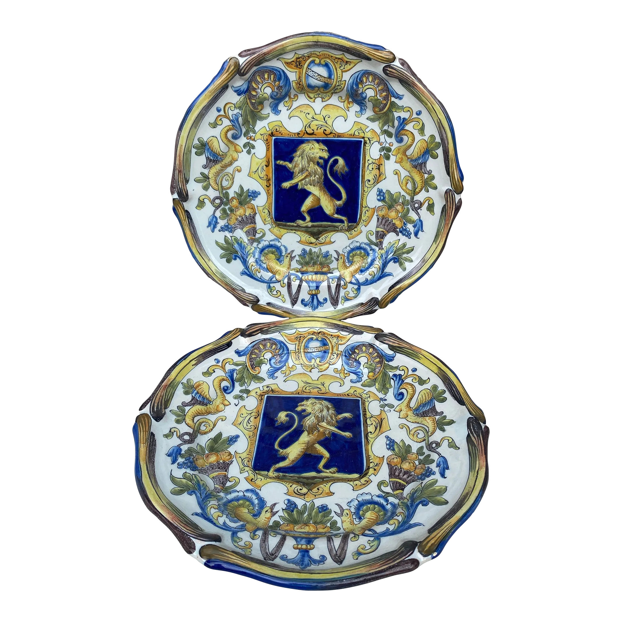 French Faience Plate Coat of Arms Saint Clement, Circa 1900-A Pair ...