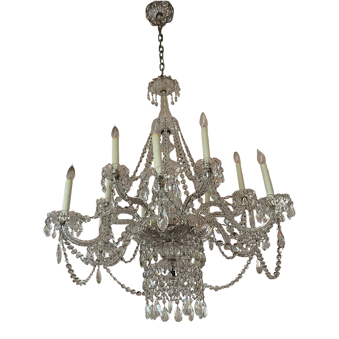 Antique 19th Century 12 Light Irish Georgian Waterford Style Two Tiered ...